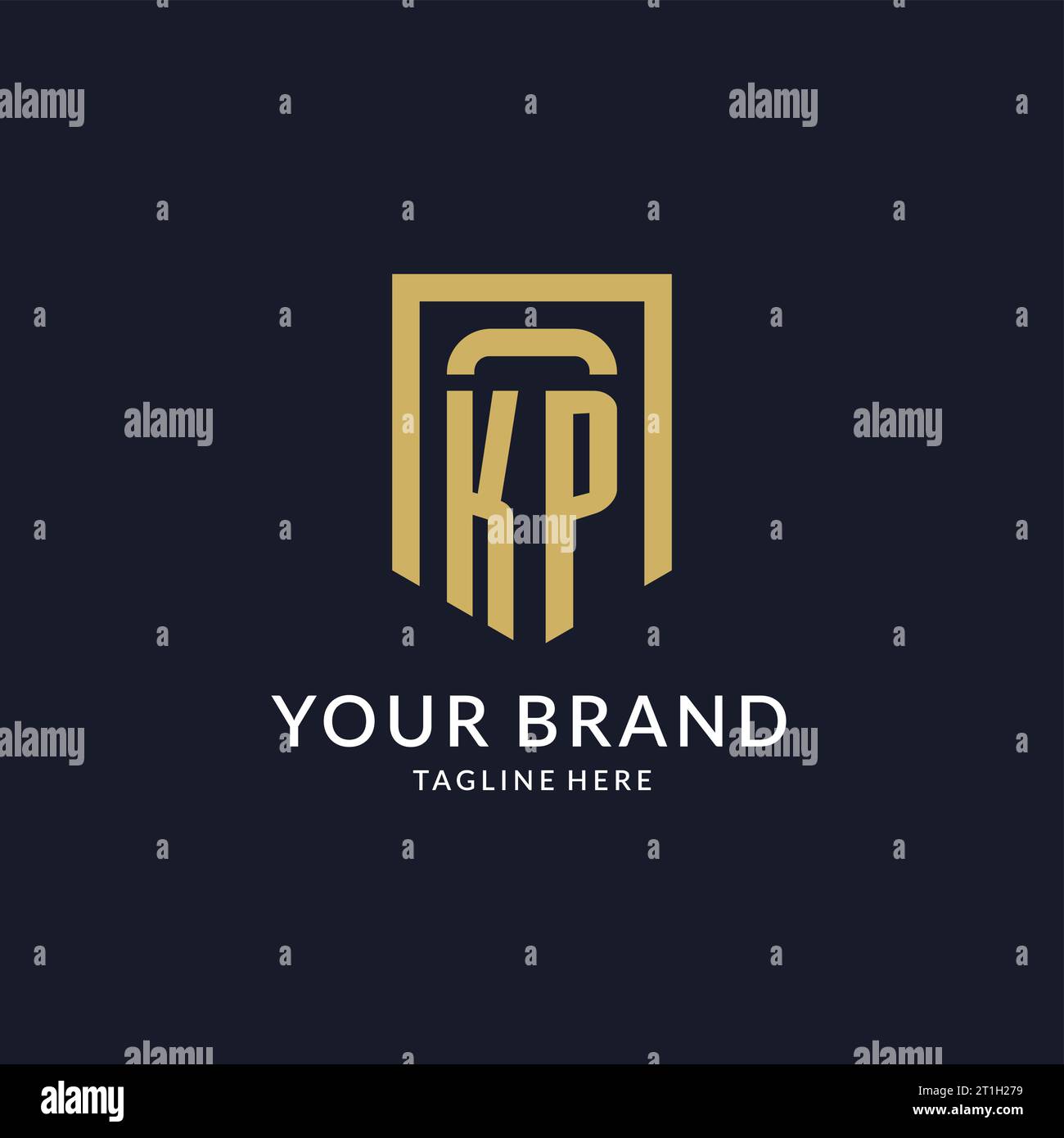KP logo initial with geometric shield shape design style vector graphic ...
