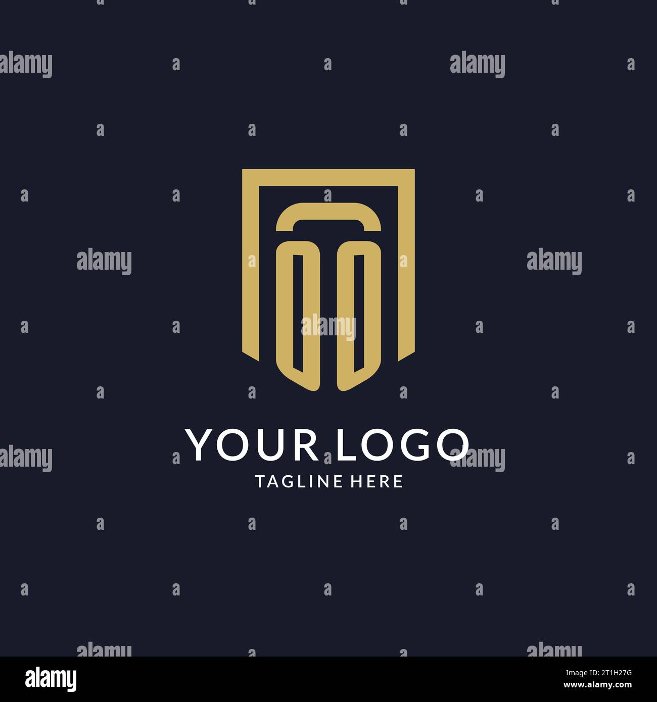 OO logo initial with geometric shield shape design style vector graphic ...