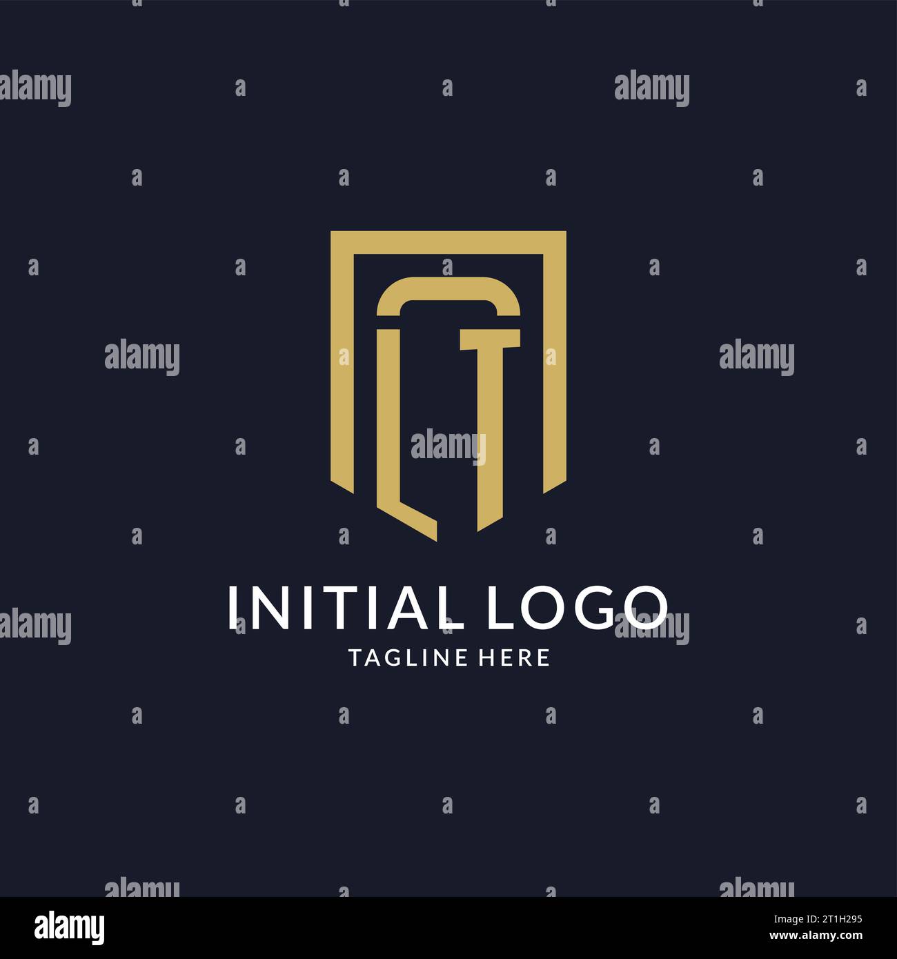 LT logo initial with geometric shield shape design style vector graphic ...
