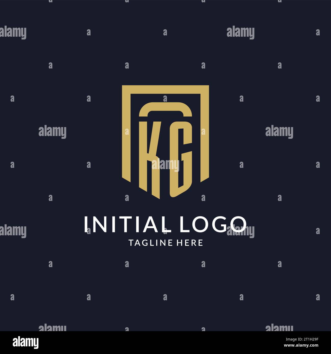 KG logo initial with geometric shield shape design style vector graphic ...