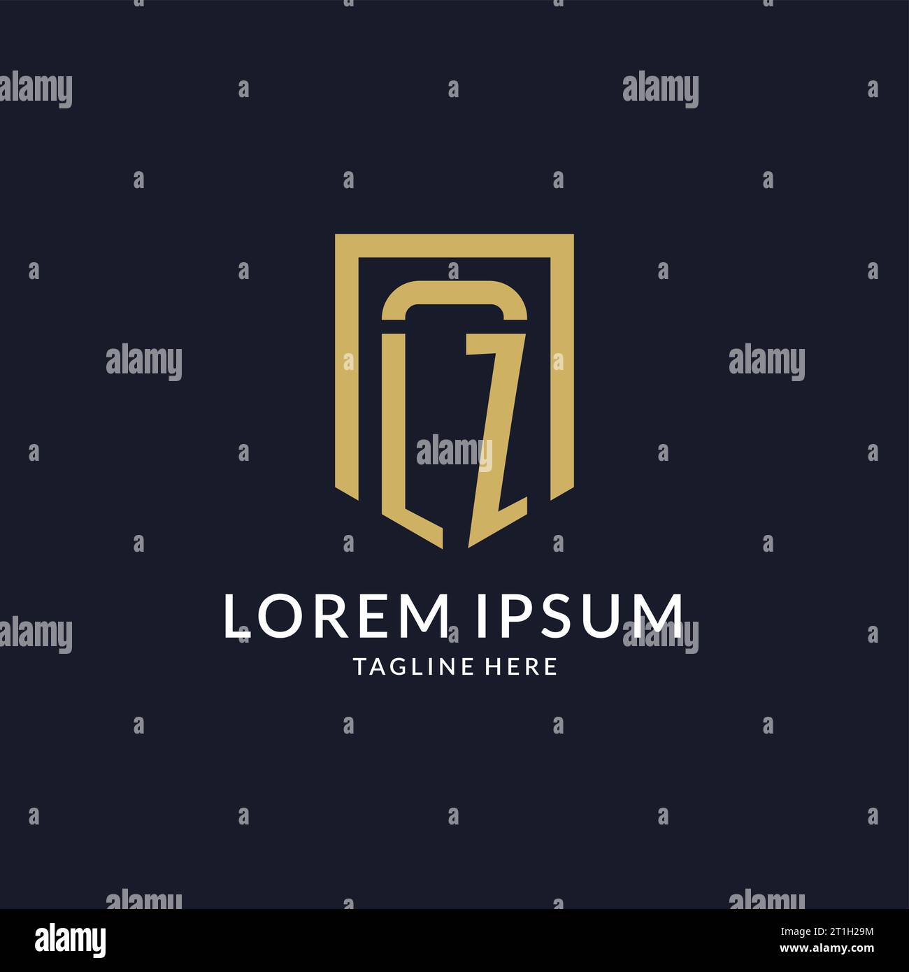 LZ logo initial with geometric shield shape design style vector graphic ...