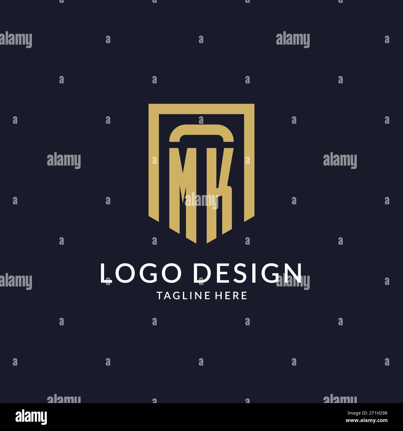 MK logo initial with geometric shield shape design style vector graphic ...