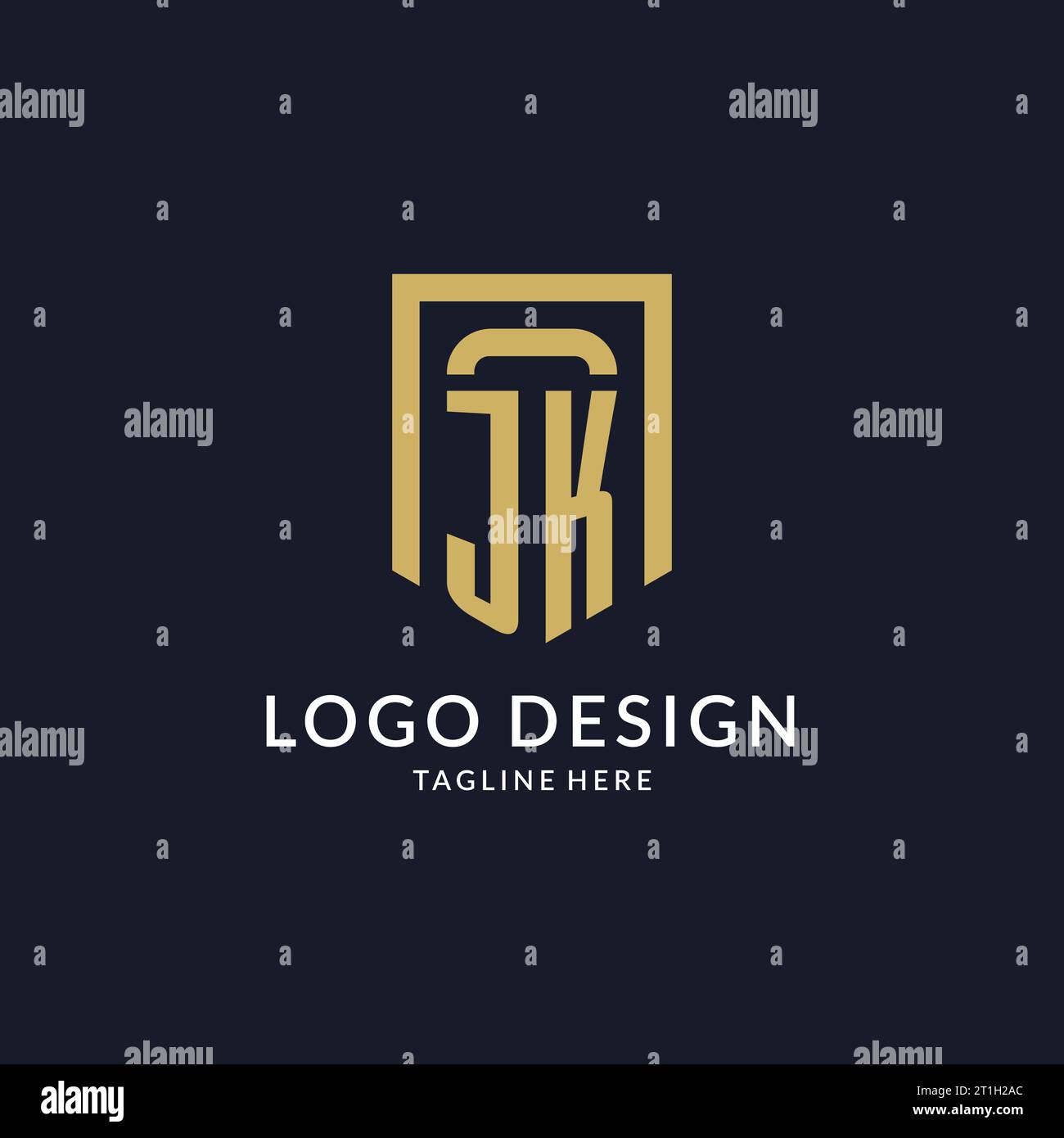 JK logo initial with geometric shield shape design style vector graphic ...