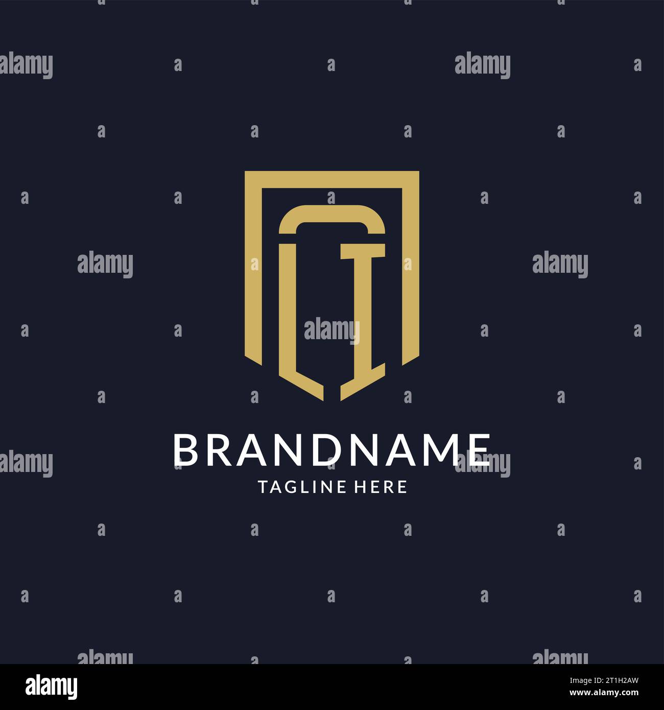 LI logo initial with geometric shield shape design style vector graphic ...