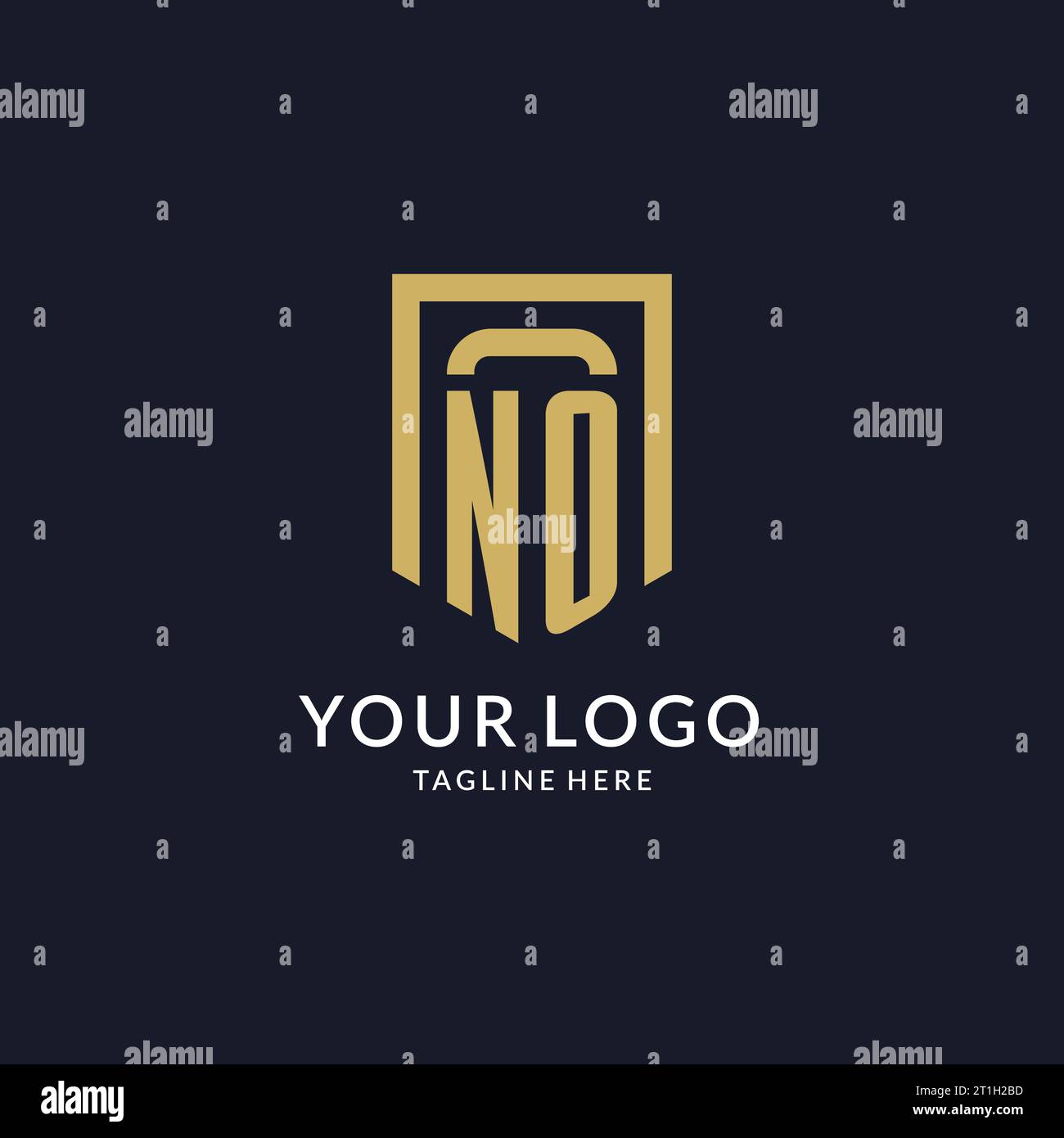 NO logo initial with geometric shield shape design style vector graphic ...