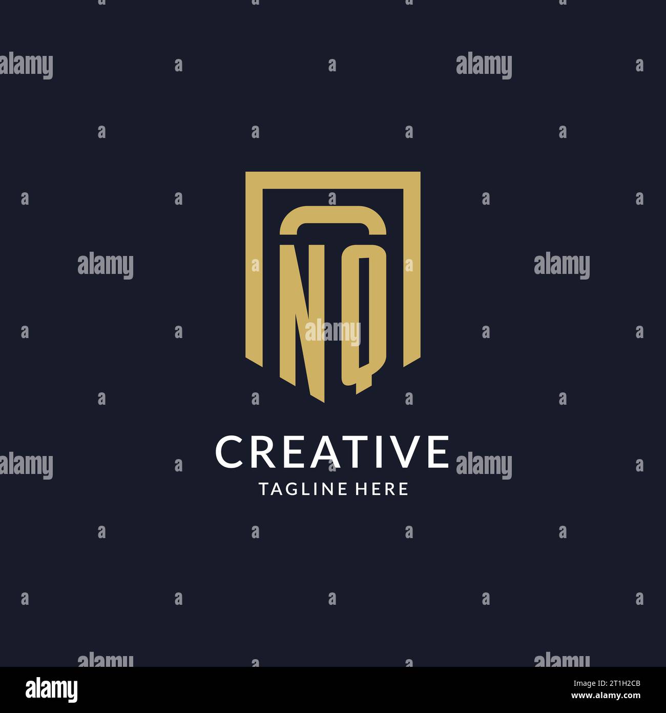 NQ logo initial with geometric shield shape design style vector graphic ...