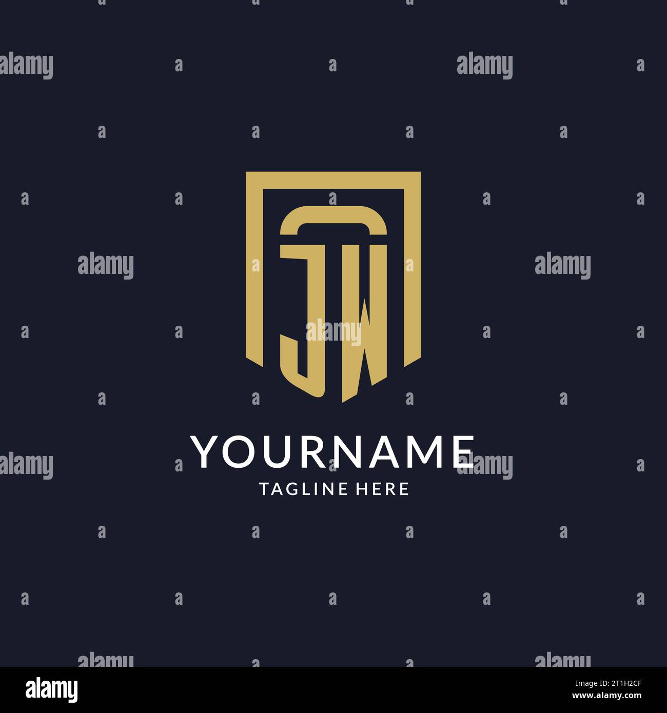 JW logo initial with geometric shield shape design style vector graphic ...