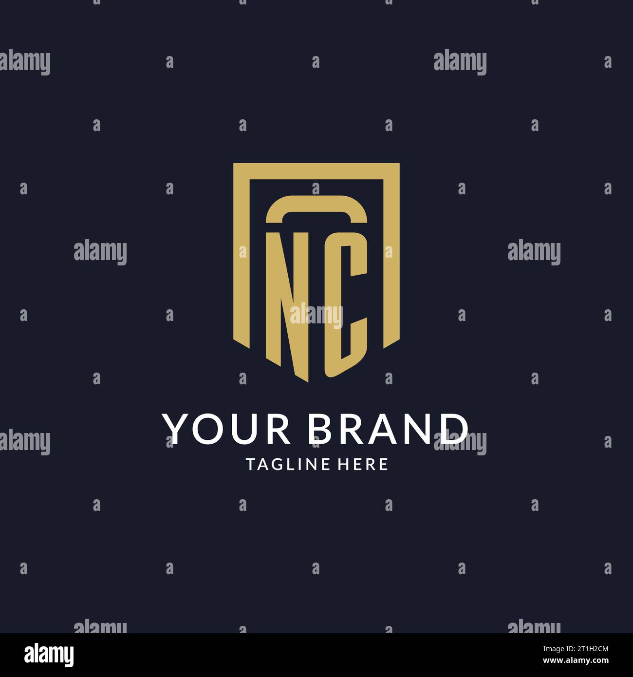 NC logo initial with geometric shield shape design style vector graphic ...