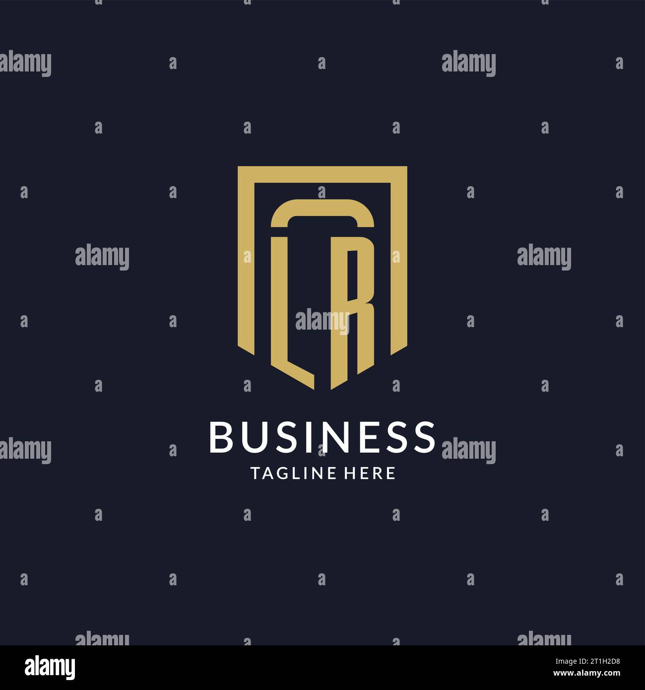 LR logo initial with geometric shield shape design style vector graphic ...