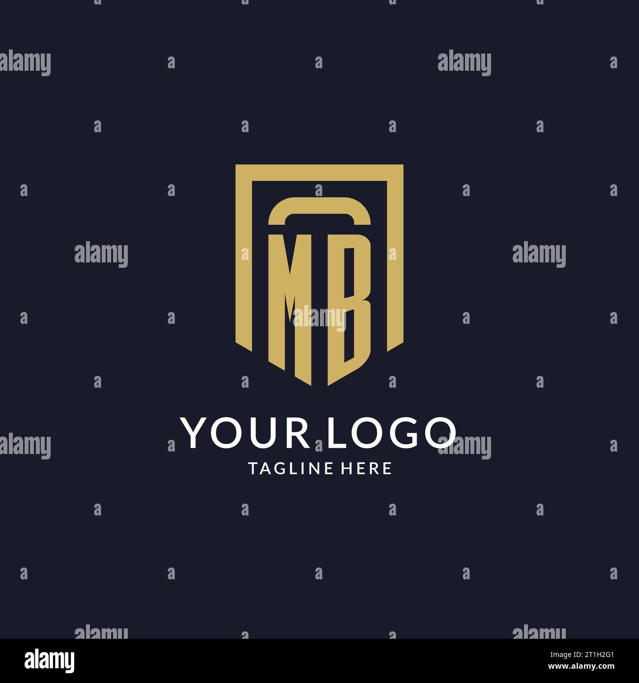 MB logo initial with geometric shield shape design style vector graphic ...
