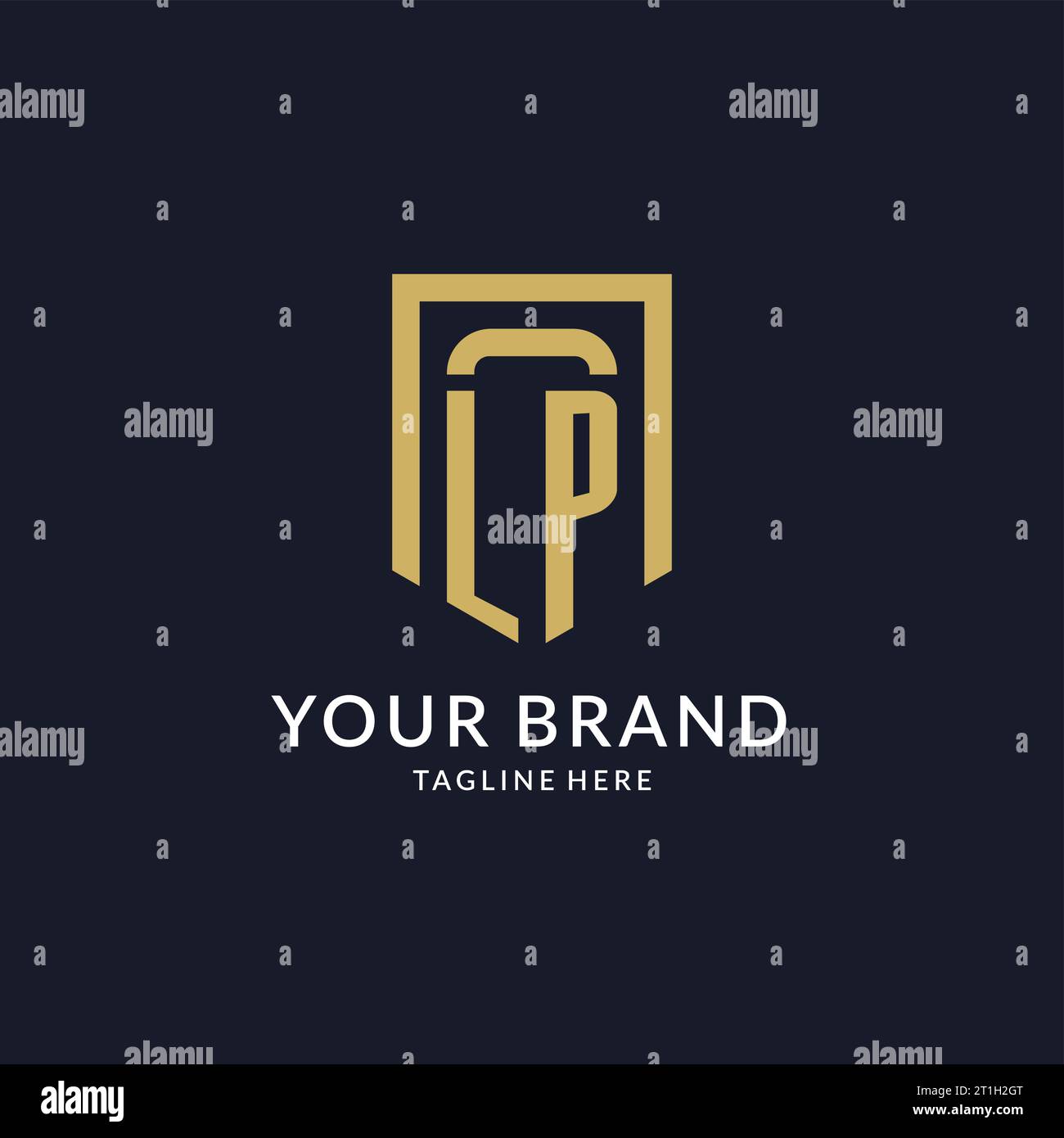 LP logo initial with geometric shield shape design style vector graphic ...