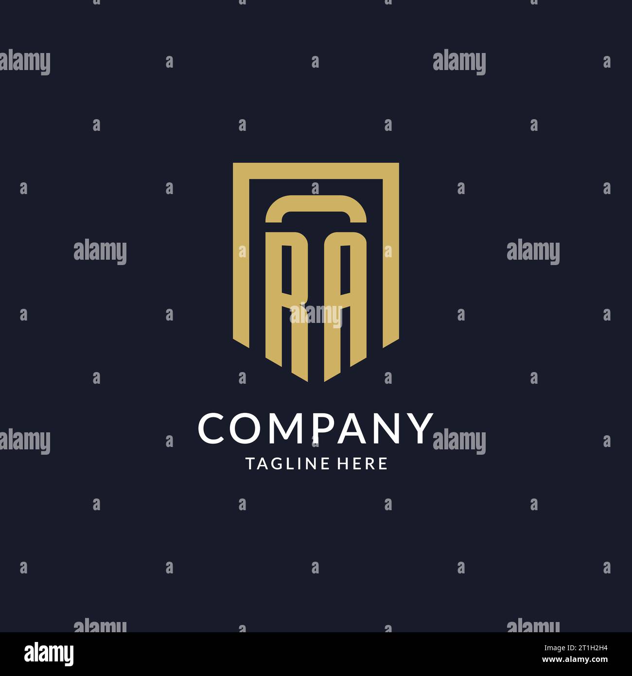 RA logo initial with geometric shield shape design style vector graphic ...