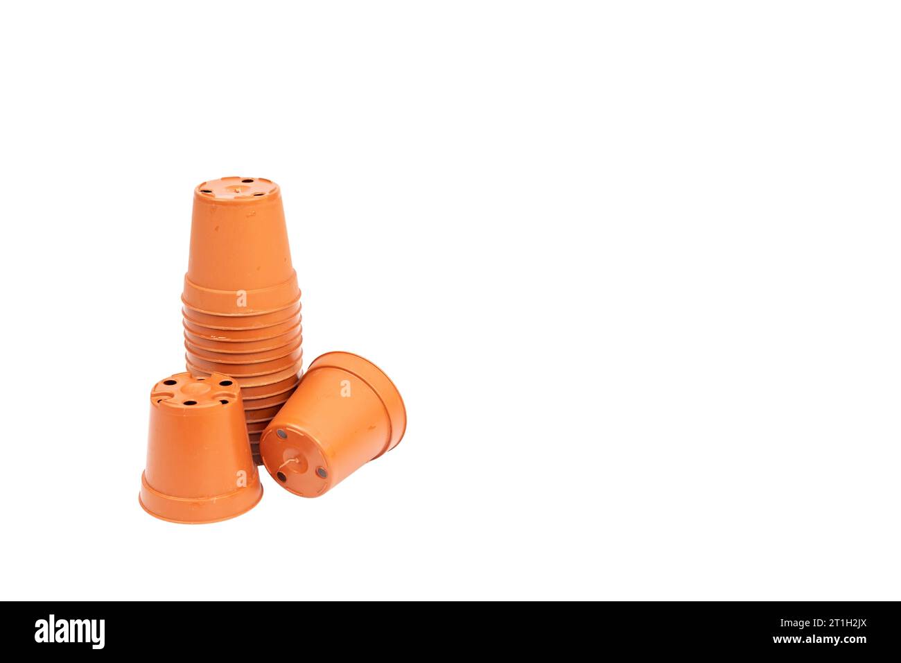 Small plastic pots for plant and horticulture with copy space Stock ...