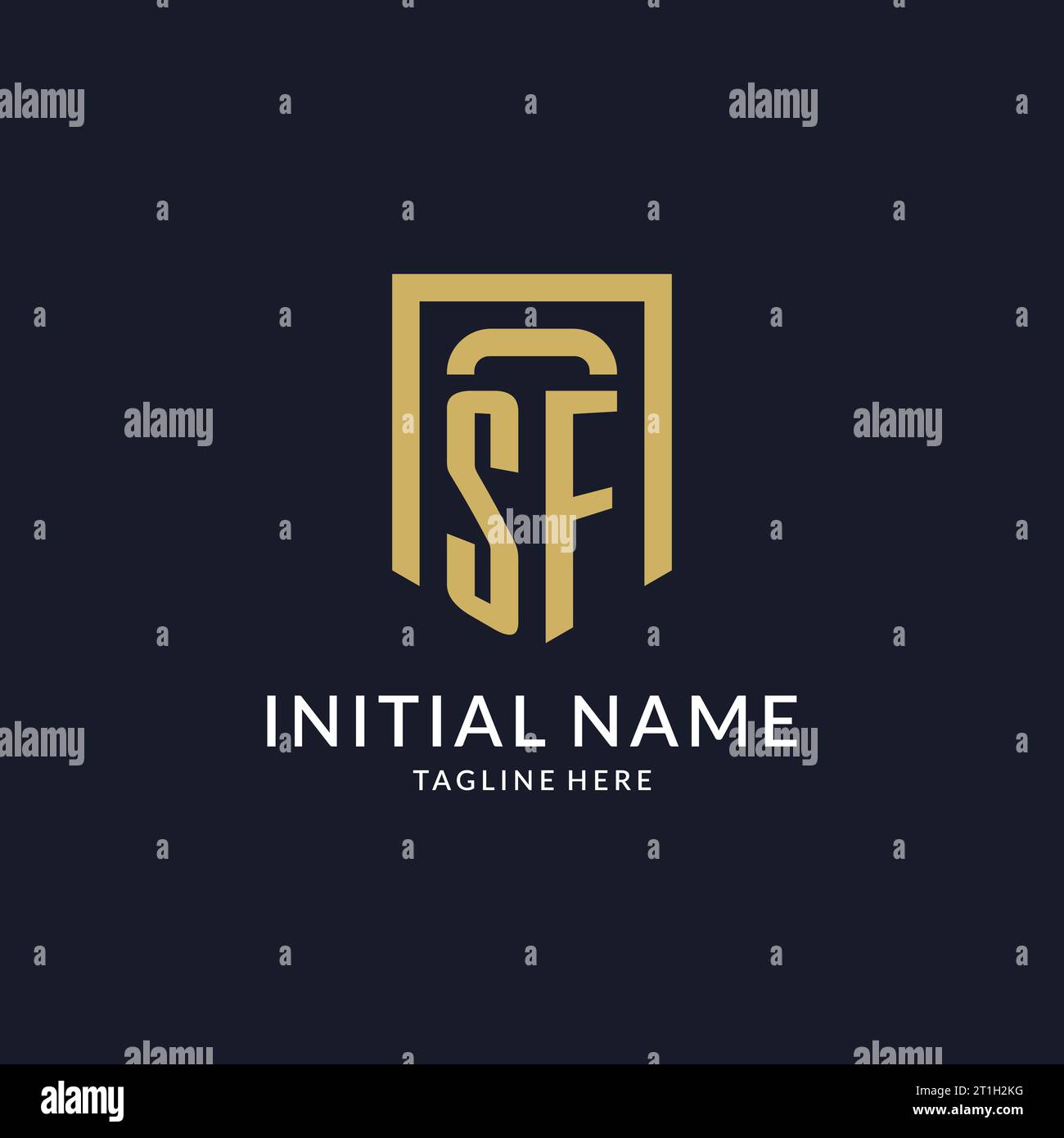 SF logo initial with geometric shield shape design style vector graphic ...