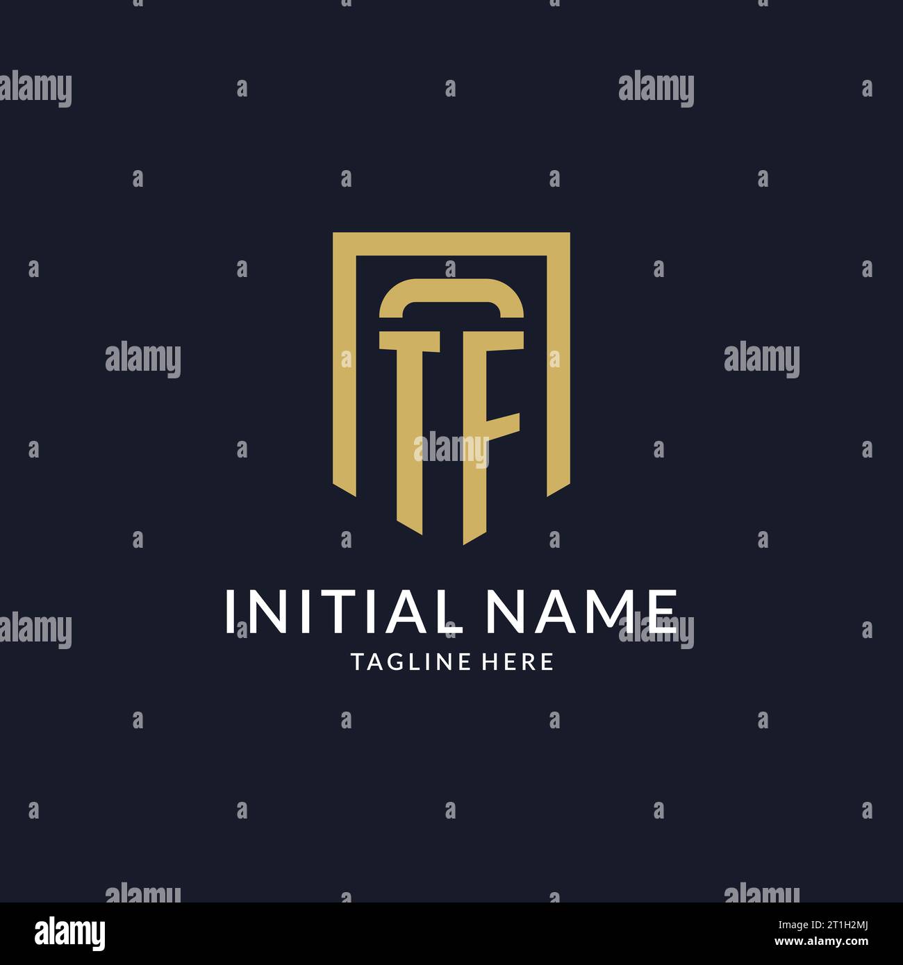 TF logo initial with geometric shield shape design style vector graphic ...