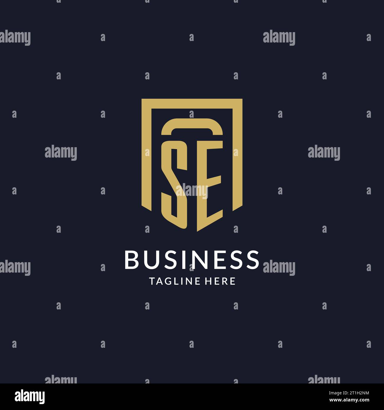 SE logo initial with geometric shield shape design style vector graphic ...