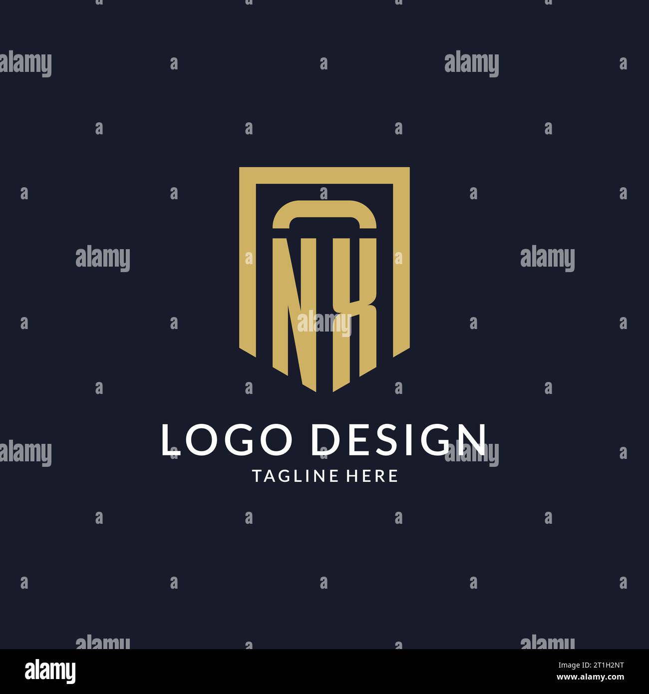 NX logo initial with geometric shield shape design style vector graphic ...