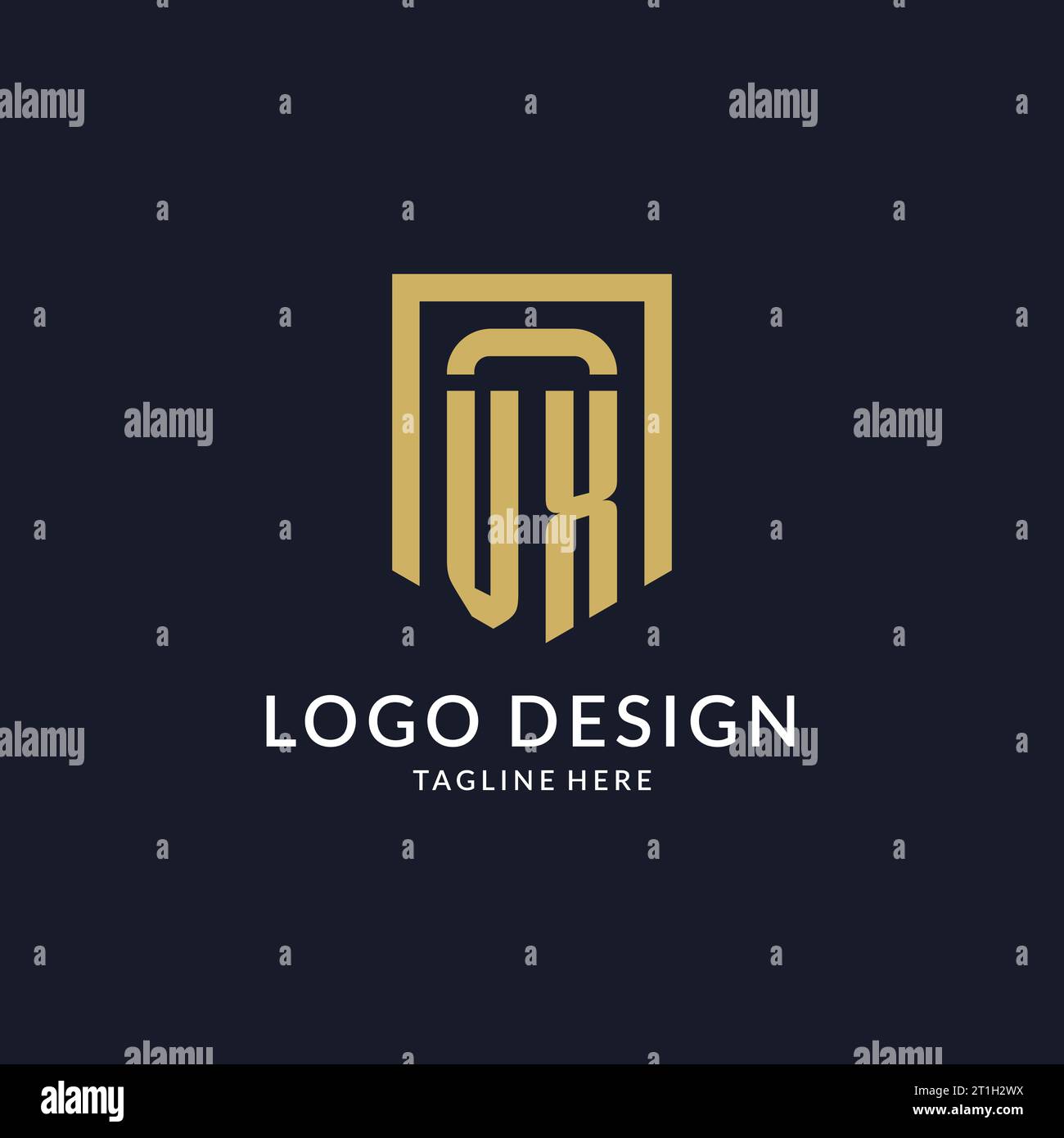 VX logo initial with geometric shield shape design style vector graphic ...