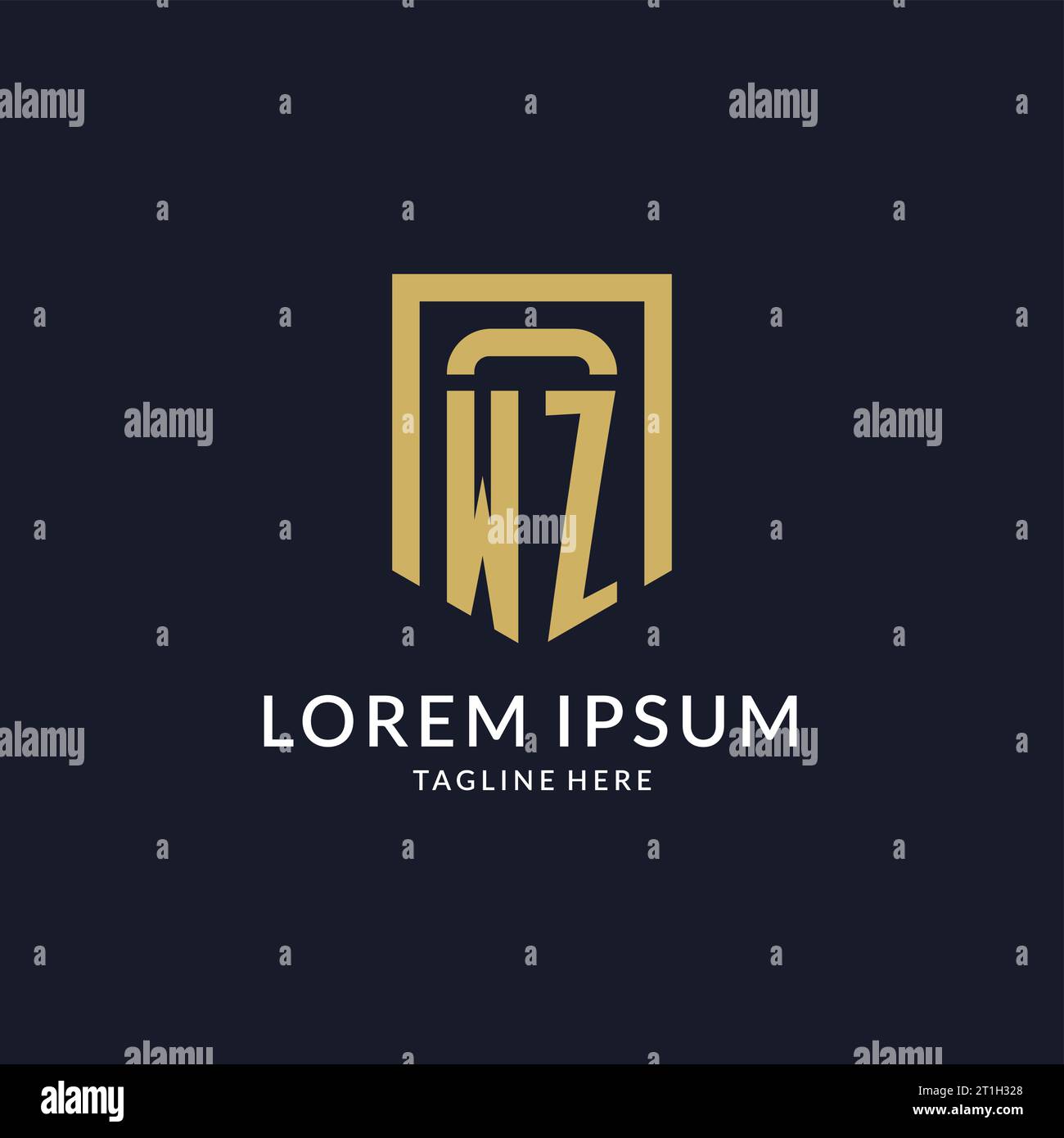 WZ logo initial with geometric shield shape design style vector graphic ...