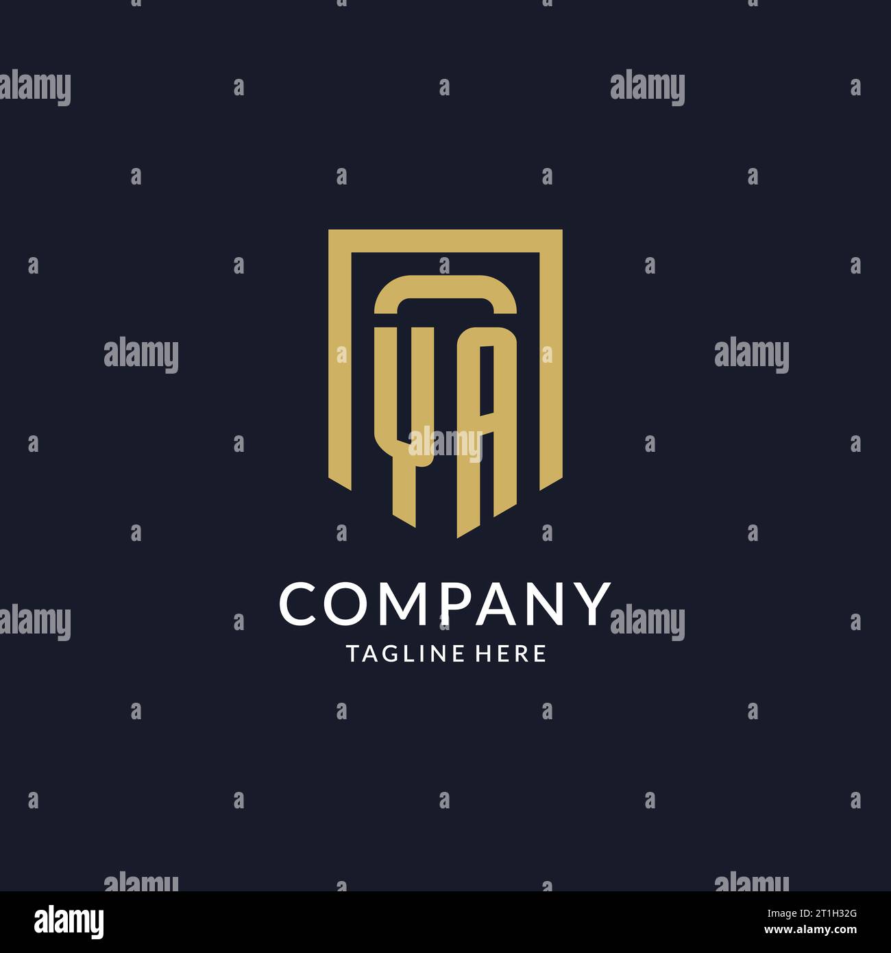 YA logo initial with geometric shield shape design style vector graphic ...