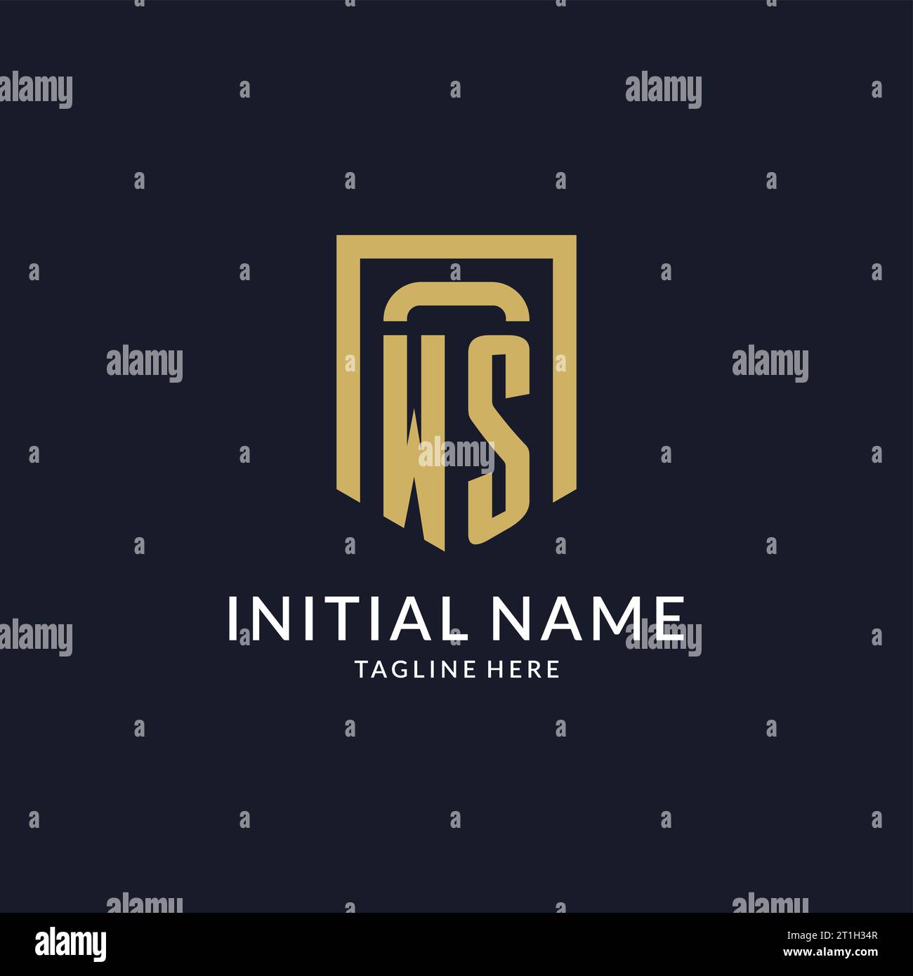 WS logo initial with geometric shield shape design style vector graphic ...