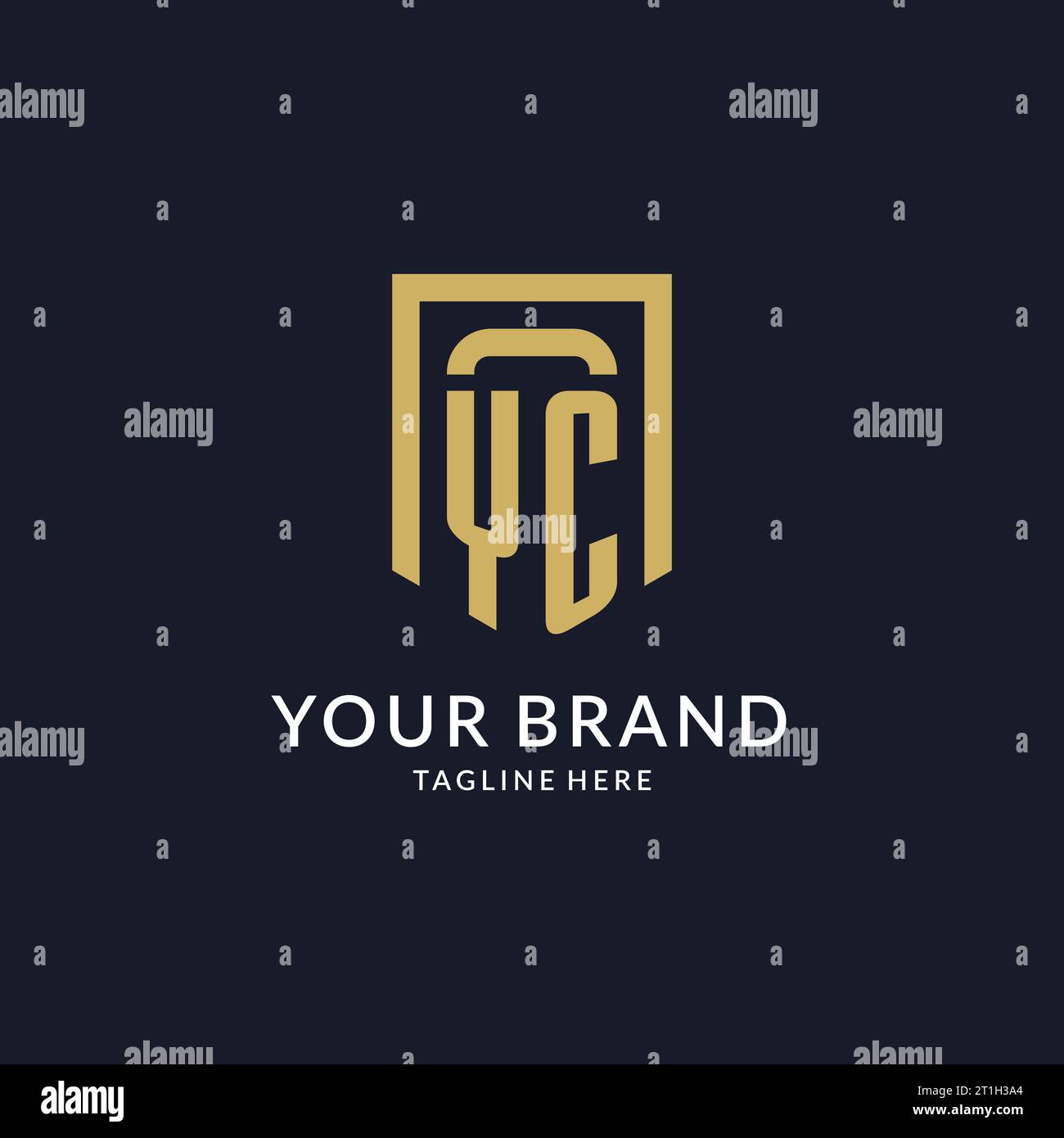 YC logo initial with geometric shield shape design style vector graphic ...