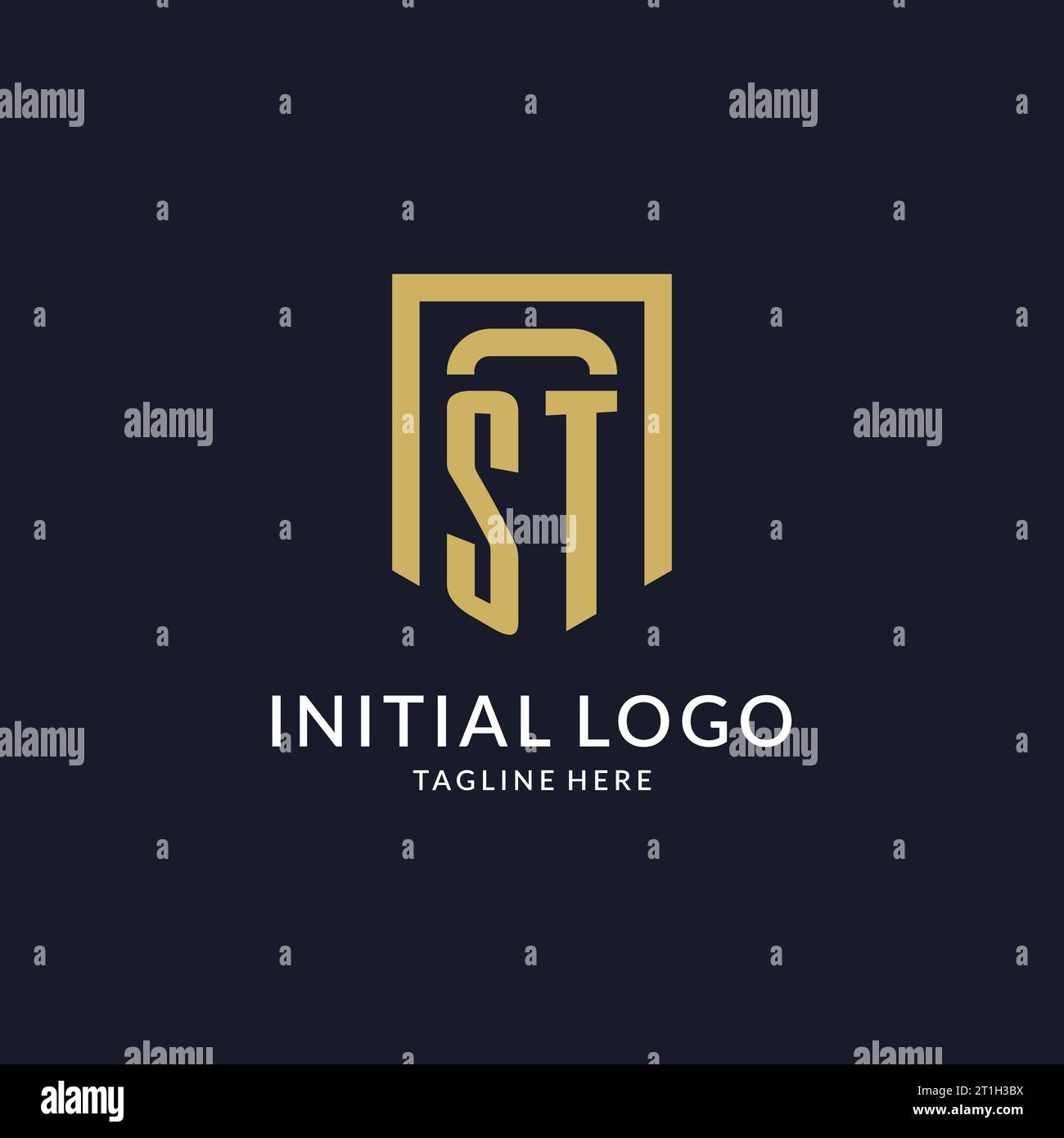 ST logo initial with geometric shield shape design style vector graphic ...