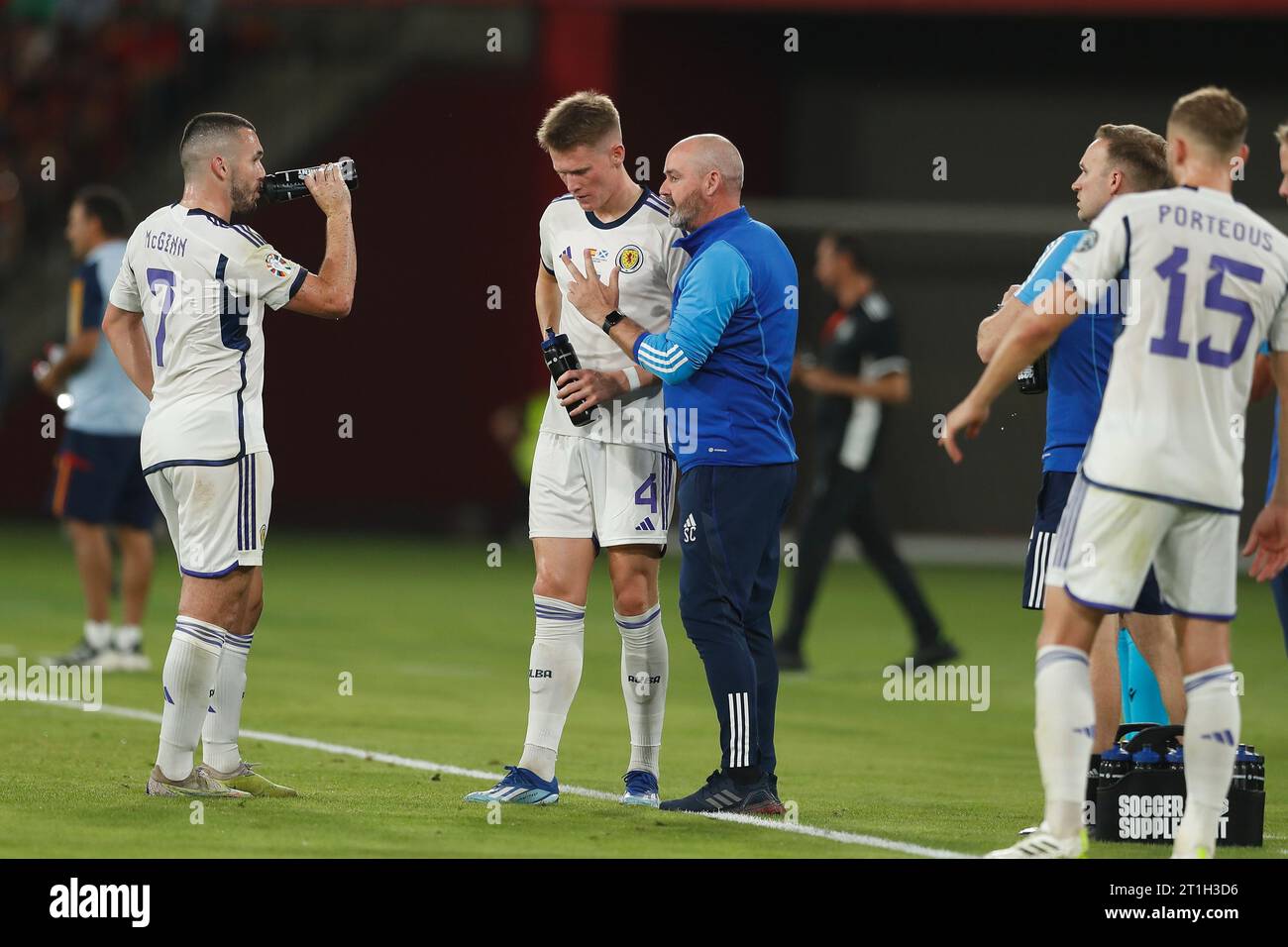 Sevilla, Spain. 12th Oct, 2023. (L-R) Scott McTominay, Steve Clarke ...