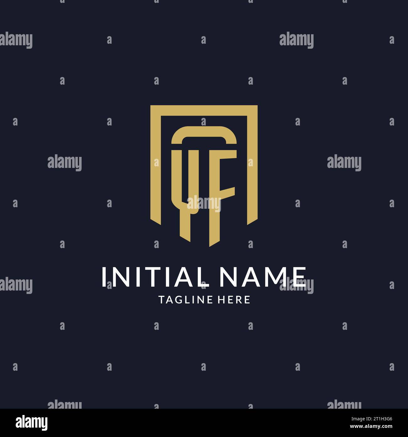 YF logo initial with geometric shield shape design style vector graphic ...