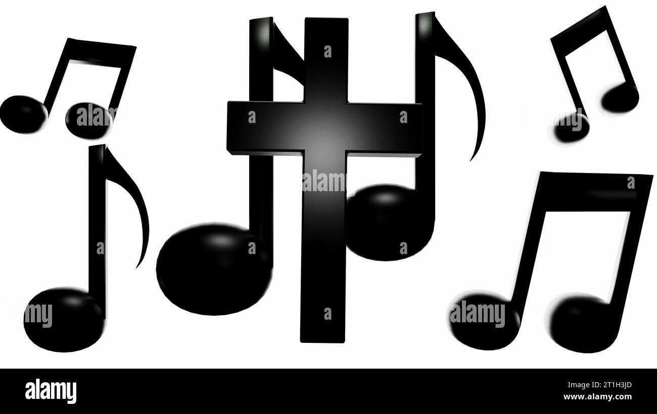 Christian cross and music notes white background 3d rendering Stock ...