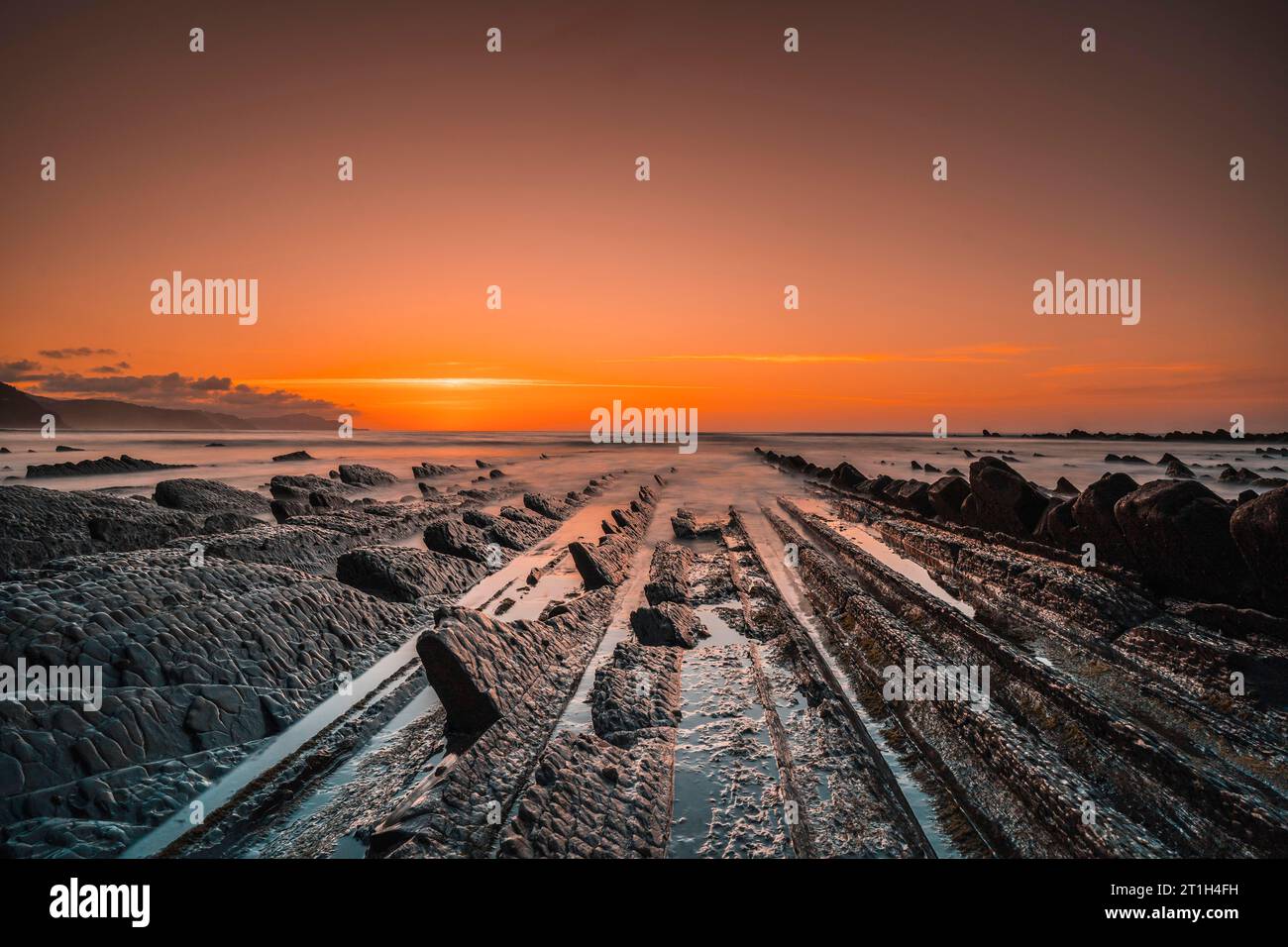 The incredible Flysch, a beautiful sunset in Sakoneta, is a beach in ...