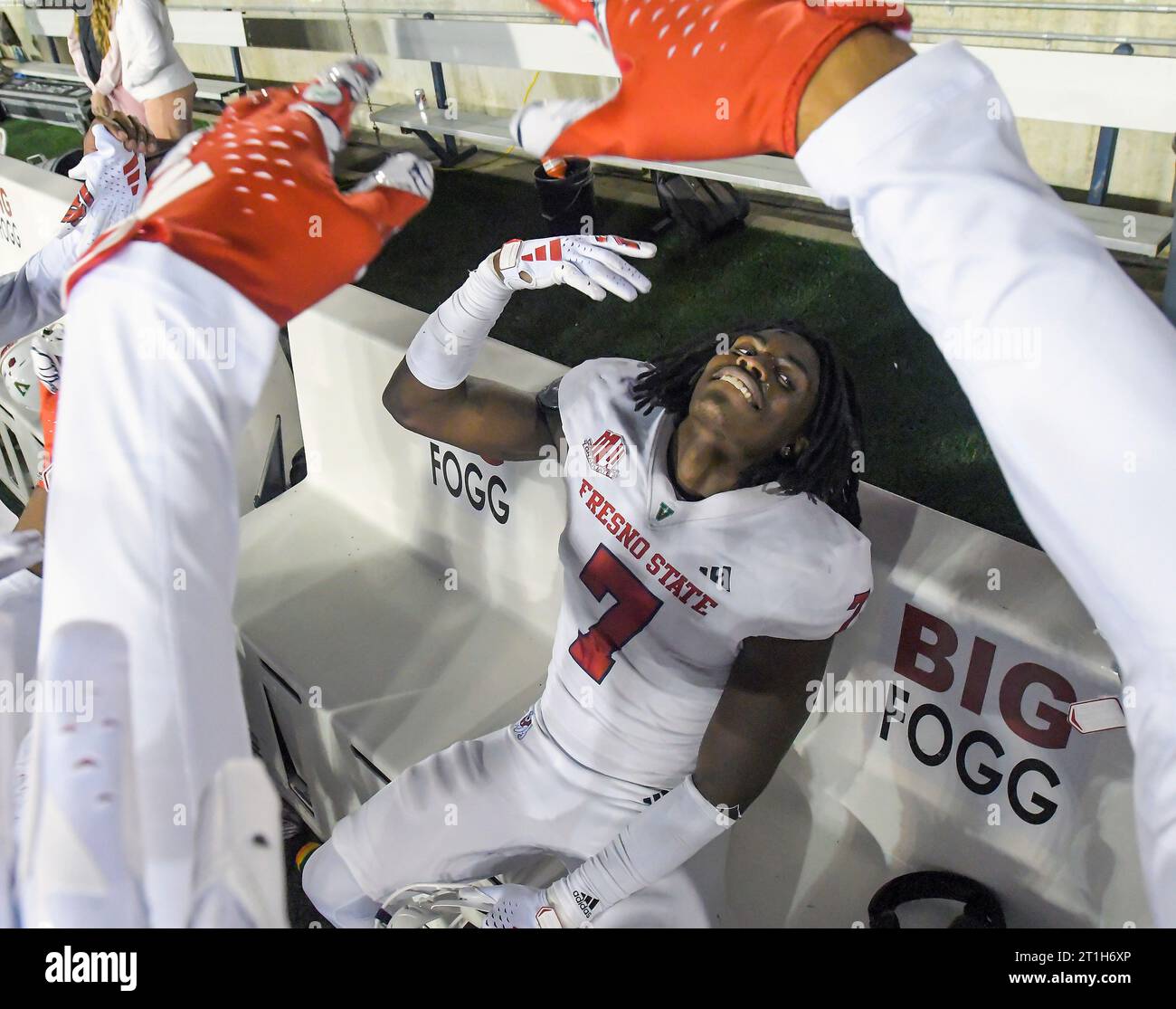 Fresno State safety Morice Norris Jr. is congratulated after his ...