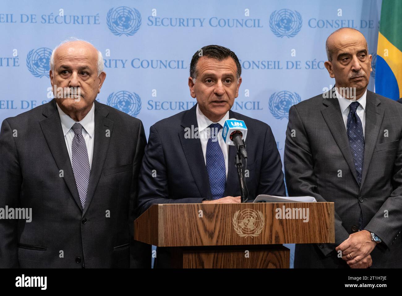 Jordan Ambassador Mahmoud Daifallah Hmoud speaks to press before the ...