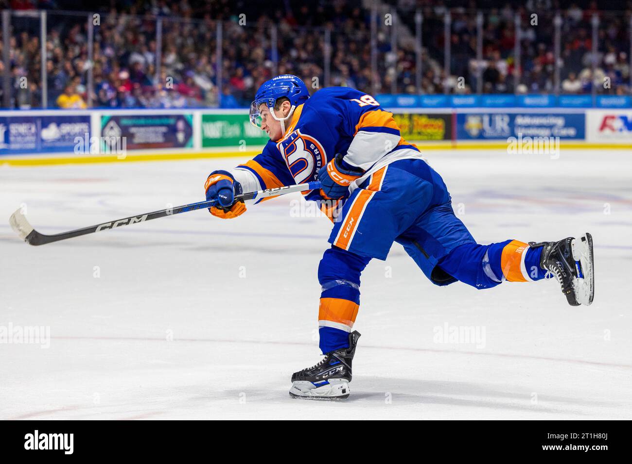 Rochester, New York, USA. 13th Oct, 2023. Bridgeport Islanders forward ...