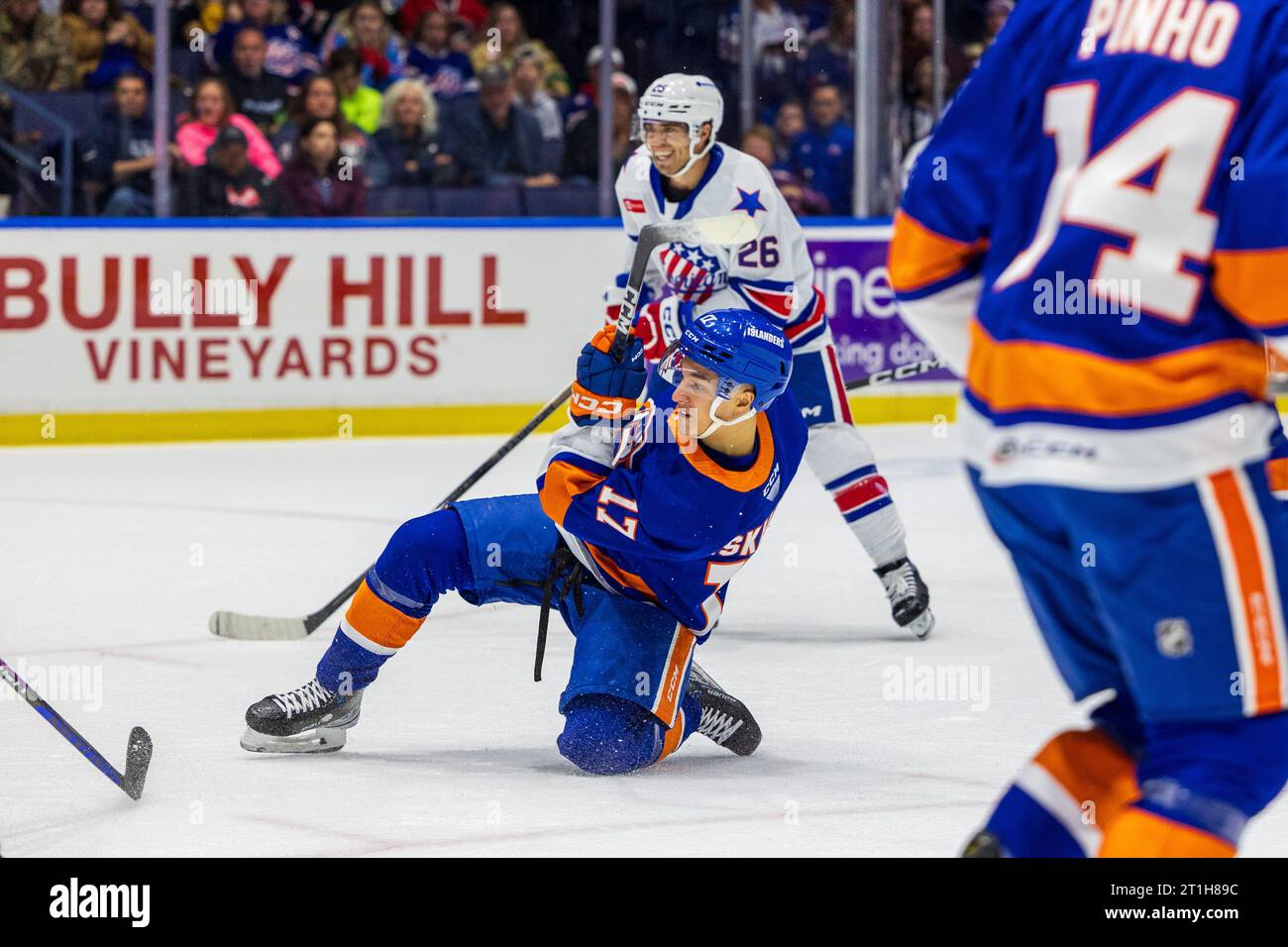 Rochester, New York, USA. 13th Oct, 2023. Bridgeport Islanders forward ...