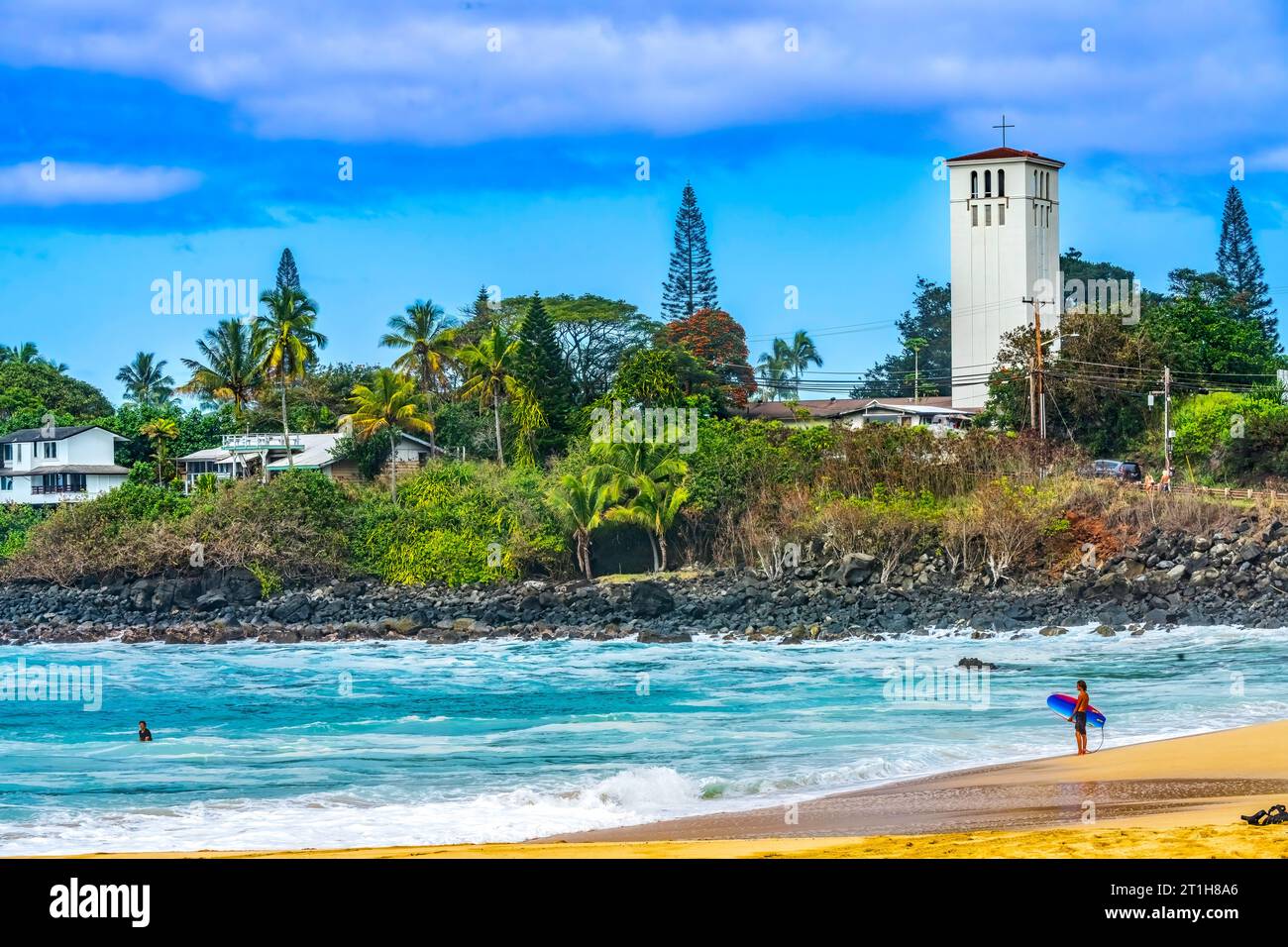 Watching Waves Surfer Mission Tower Waimea Bay North Shore Oahu Hawaii ...