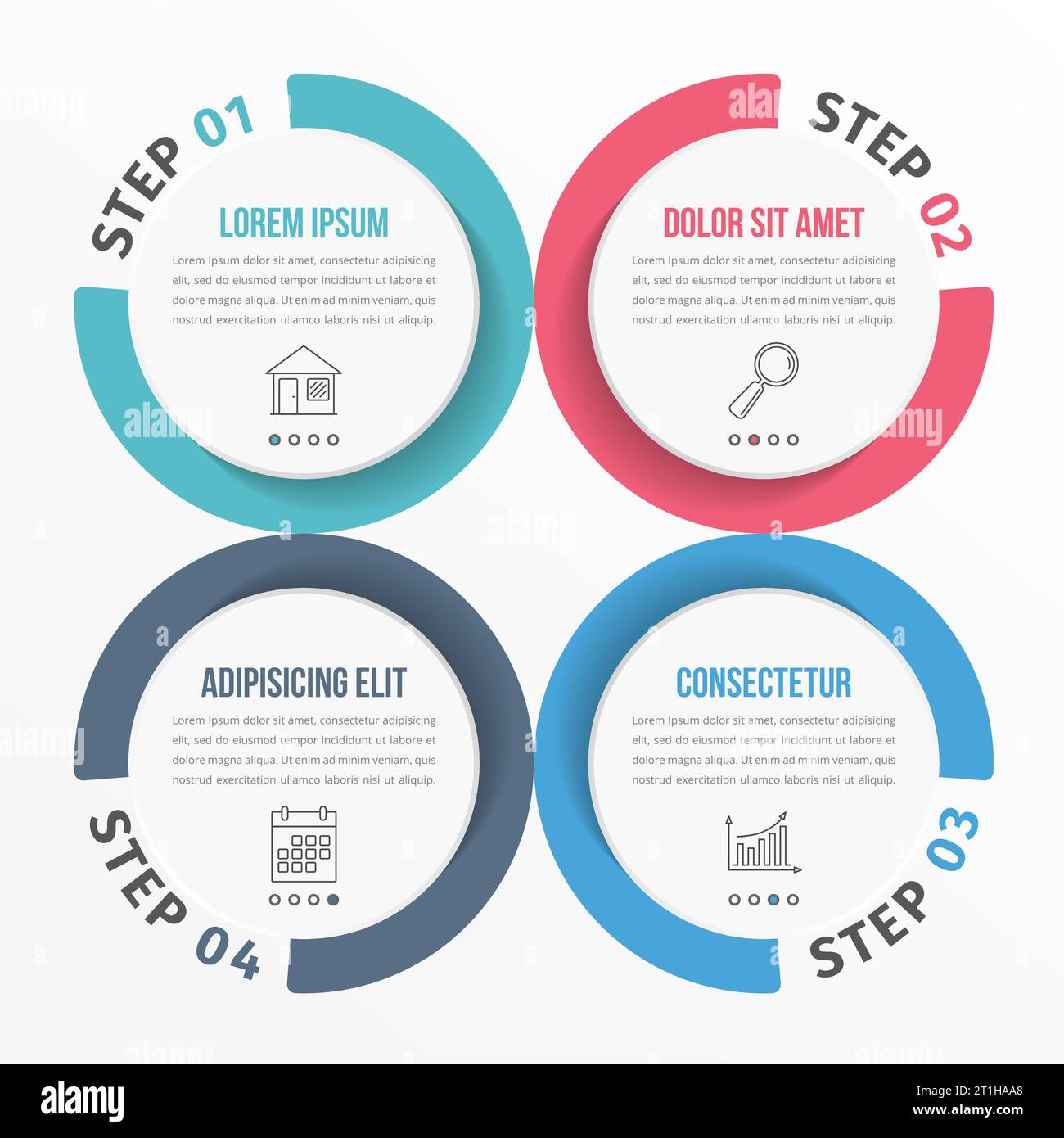 Circle diagram with four elements, steps or options, workflow diagram ...