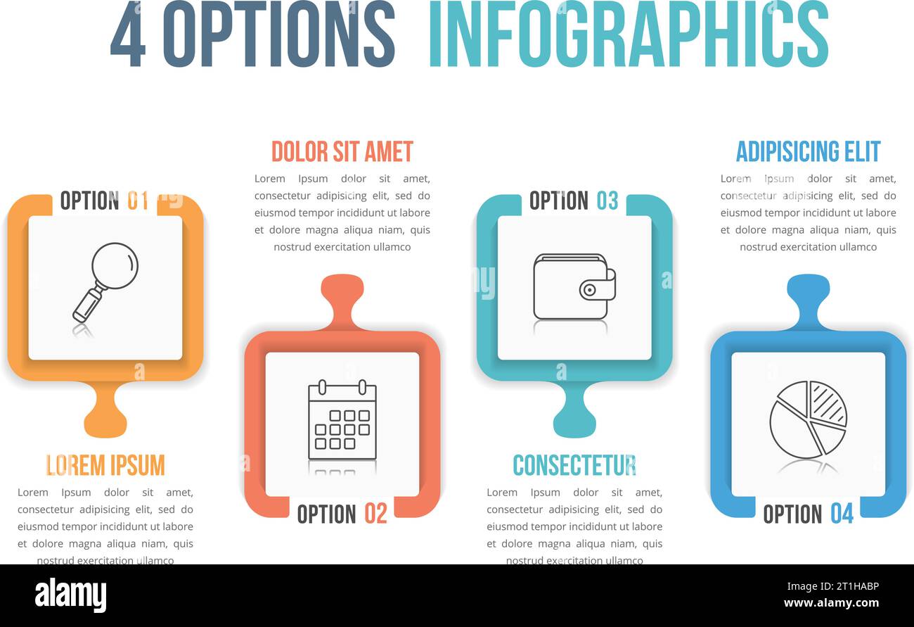Infographic template with four options, design with puzzle pieces, can ...