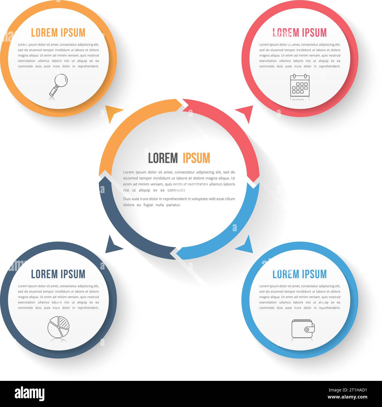 Circle infographic template with four elements, steps or options ...