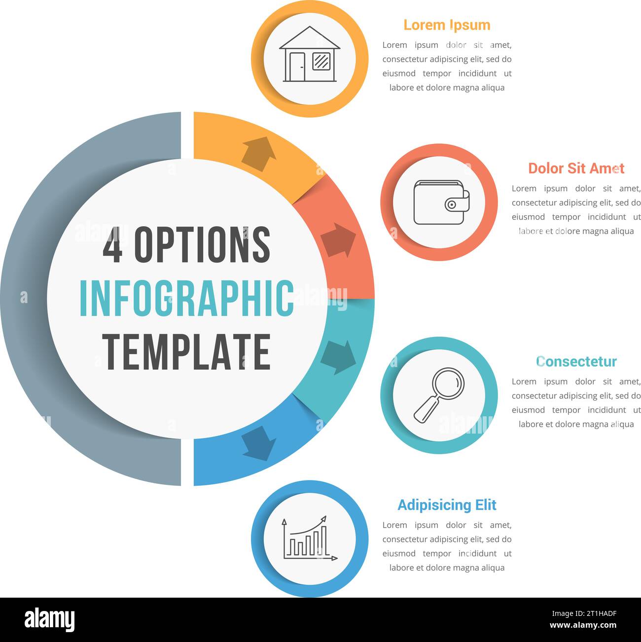 4 Options infographic template with line icons for presentations ...