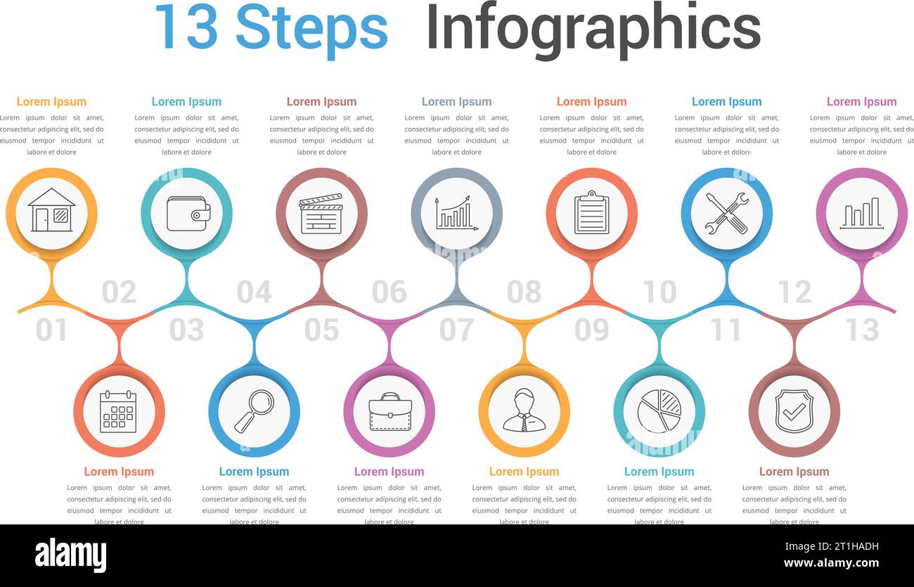 Infographic template with 13 spteps or options, business infographics ...