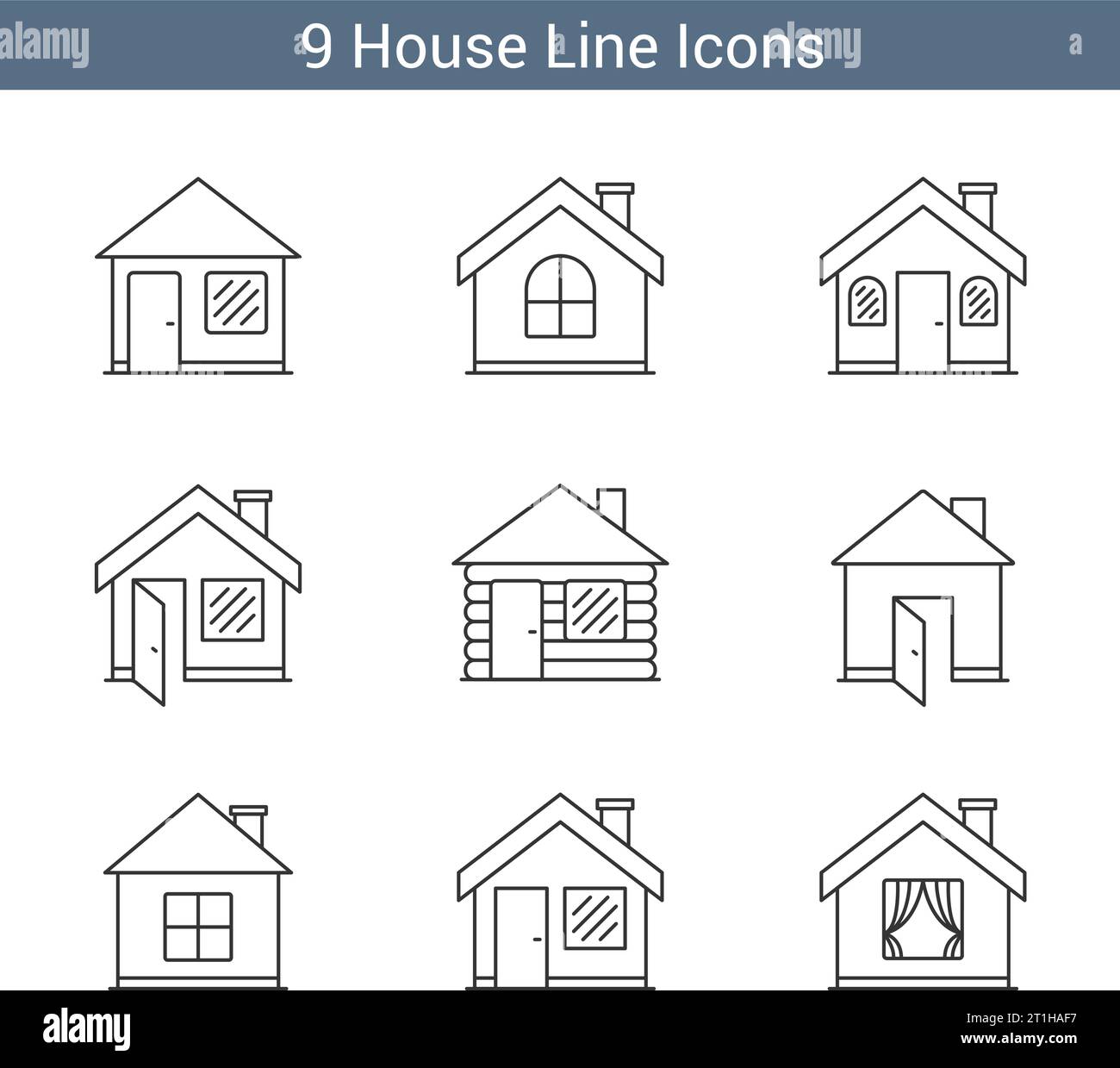 9 house line icons, vector eps10 illustration Stock Vector Image & Art ...
