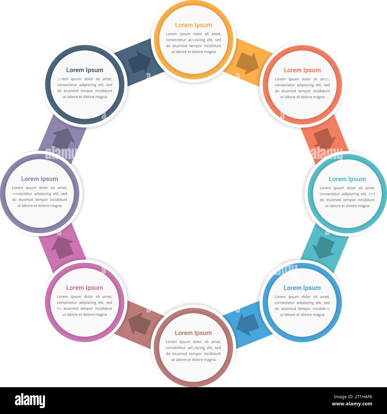 Circle diagram infographic template with eight steps or options ...
