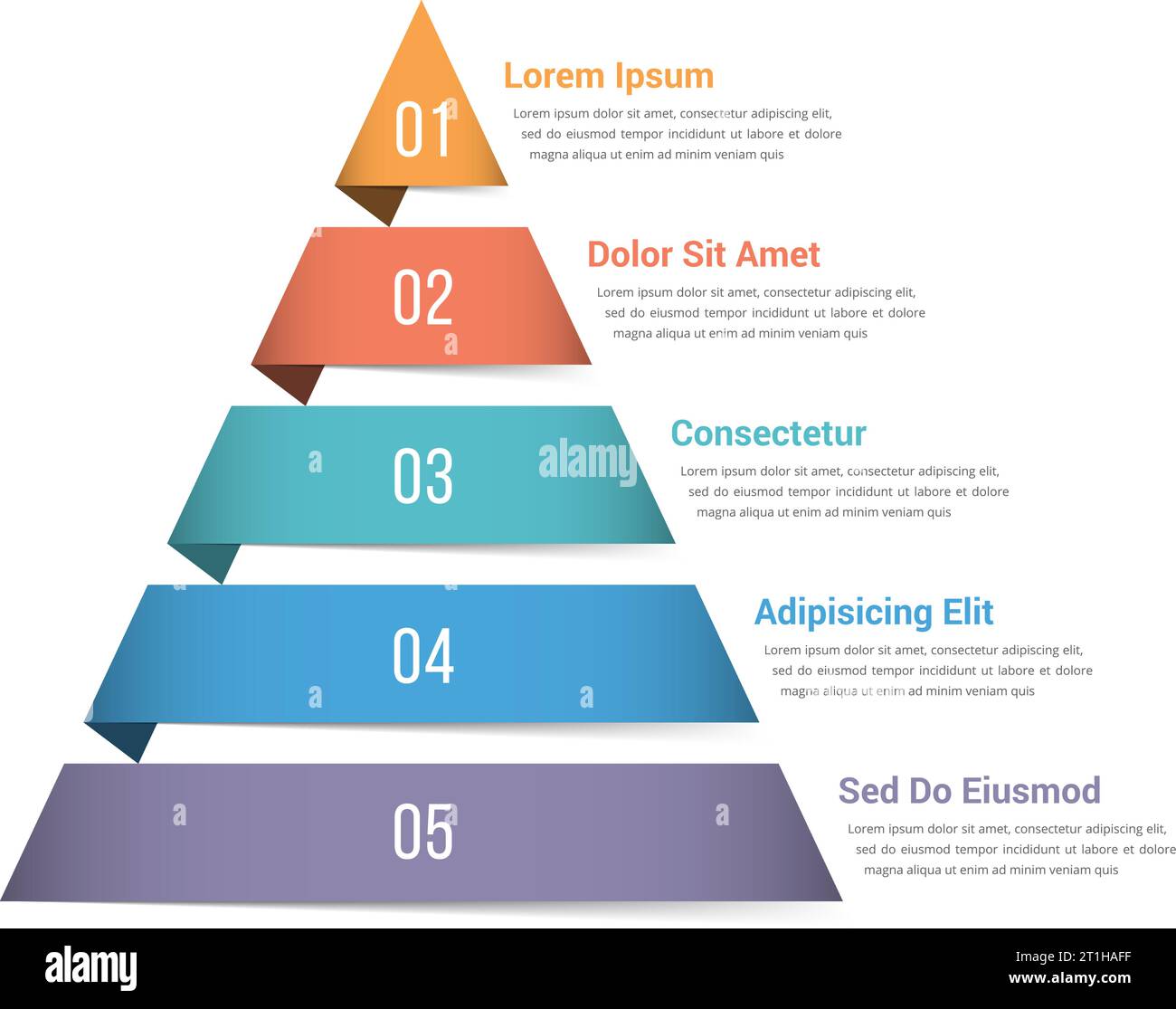Pyramid infographic template with five elements, vector eps10 ...