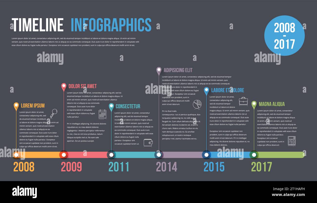 Horizontal timeline infographics template, workflow or process diagram ...