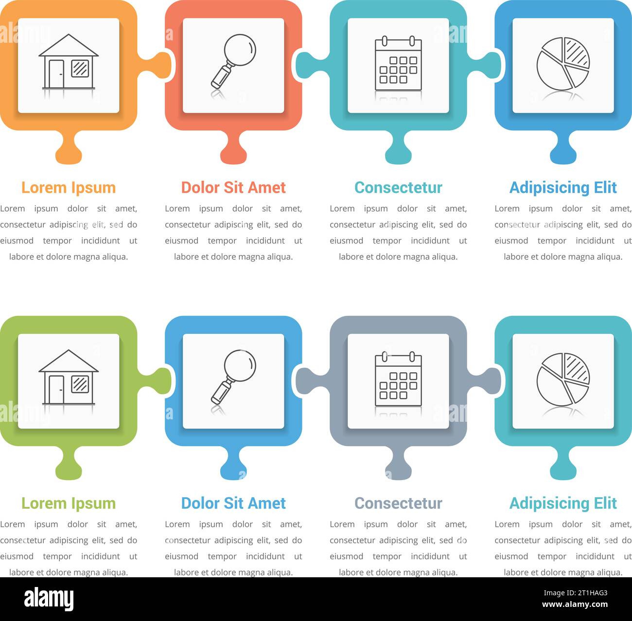 Infographic template with four options, design with puzzle pieces, can ...