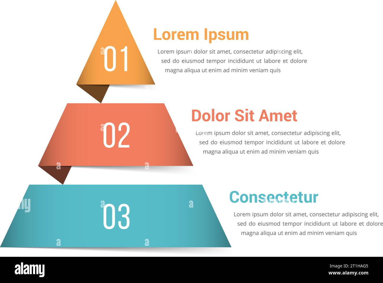 Pyramid infographic template with three elements, vector eps10 ...