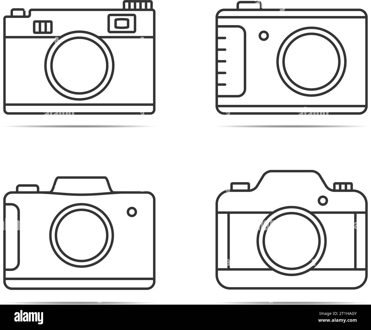 4 Camera line icons on white background, vector eps10 illustration ...