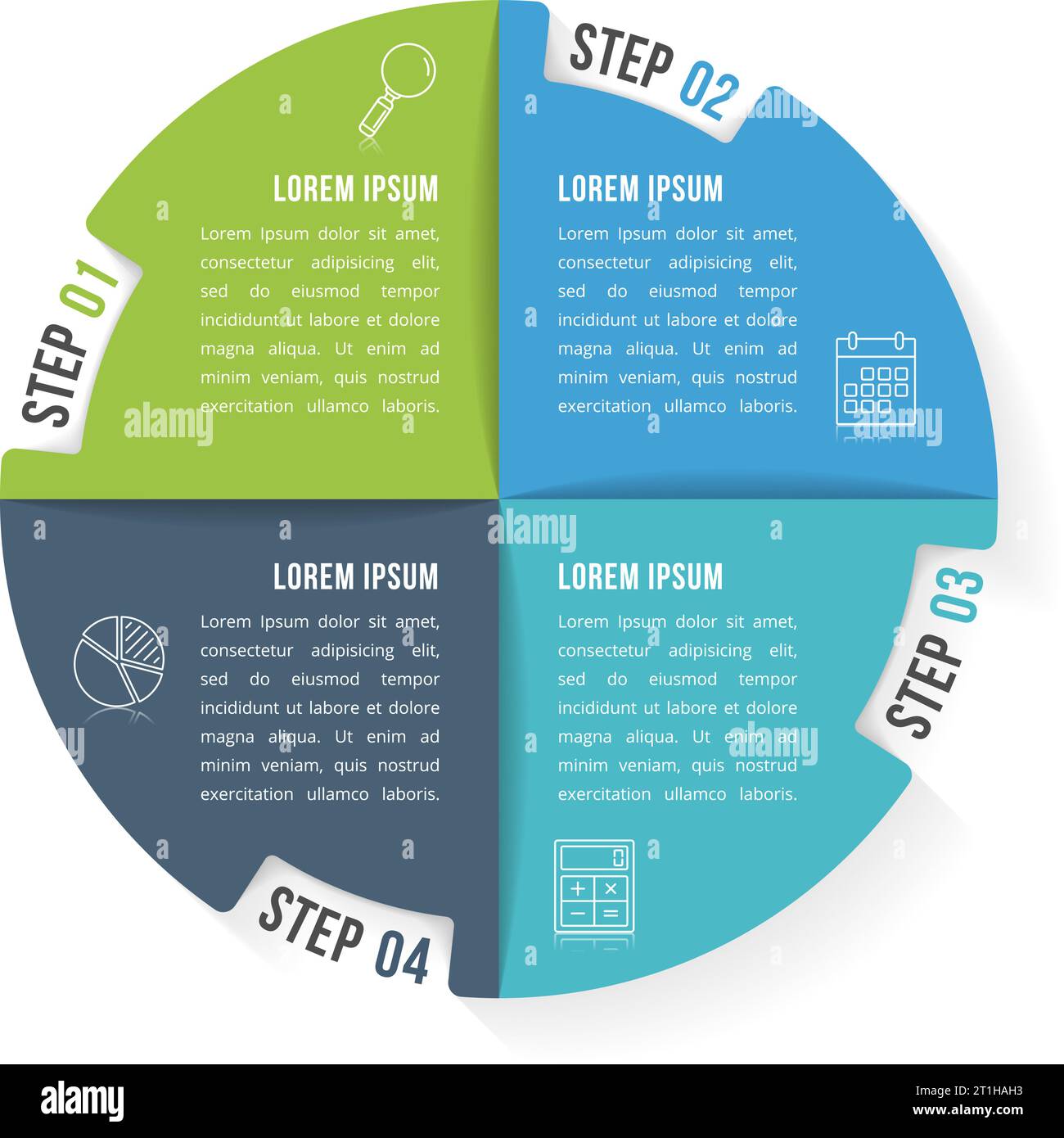 Circle infographic template with four elements, steps or options ...