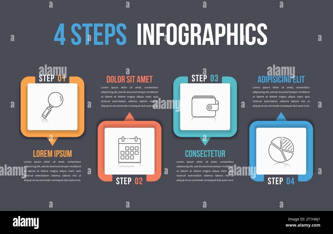 Process chart template, four steps infographics, vector eps10 ...